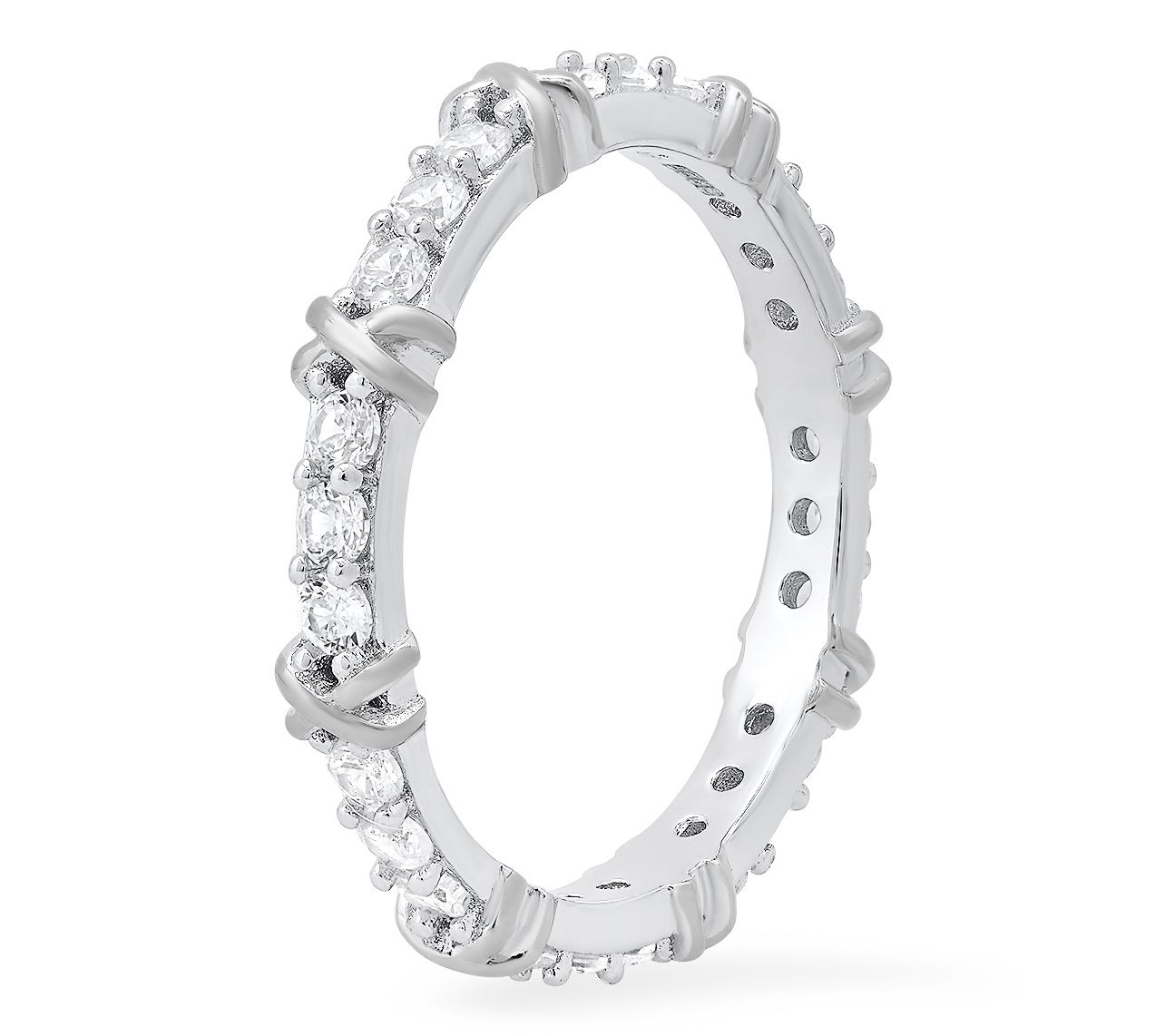 Diamonique 0.70 cttw "X" Stackable Ring, Sterling Silver - QVC.com
