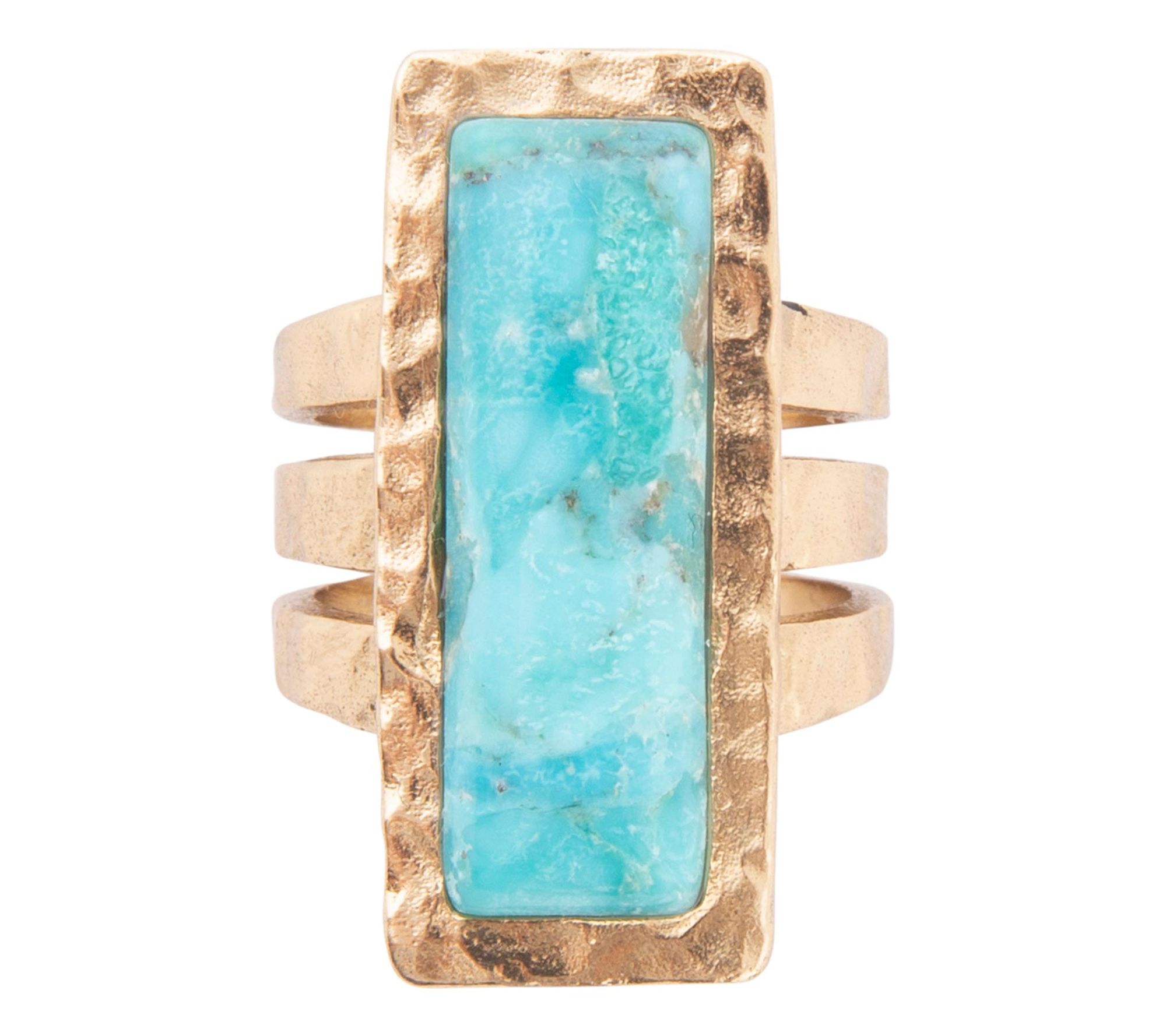 Barse Artisan Crafted Bronze Composite Blue Turquoise Ring - QVC.com