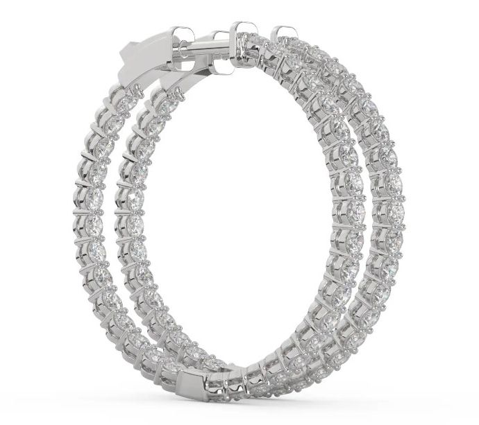 Zaxie Lab Diamonds Inside Out Hoop Earrings - QVC.com