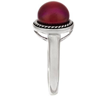 Honora Cultured Pearl 8.5mm Rope Border Sterling Ring - QVC.com