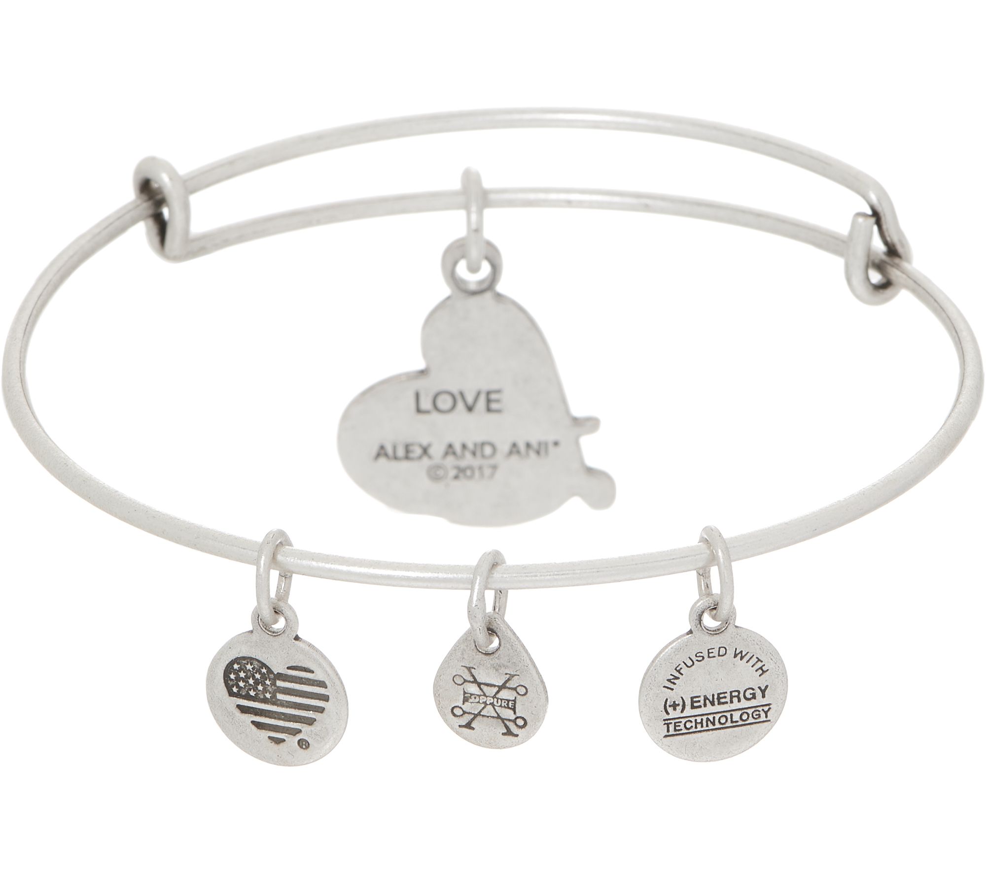 "As Is" Alex and Ani Love Charm Bangle - QVC.com