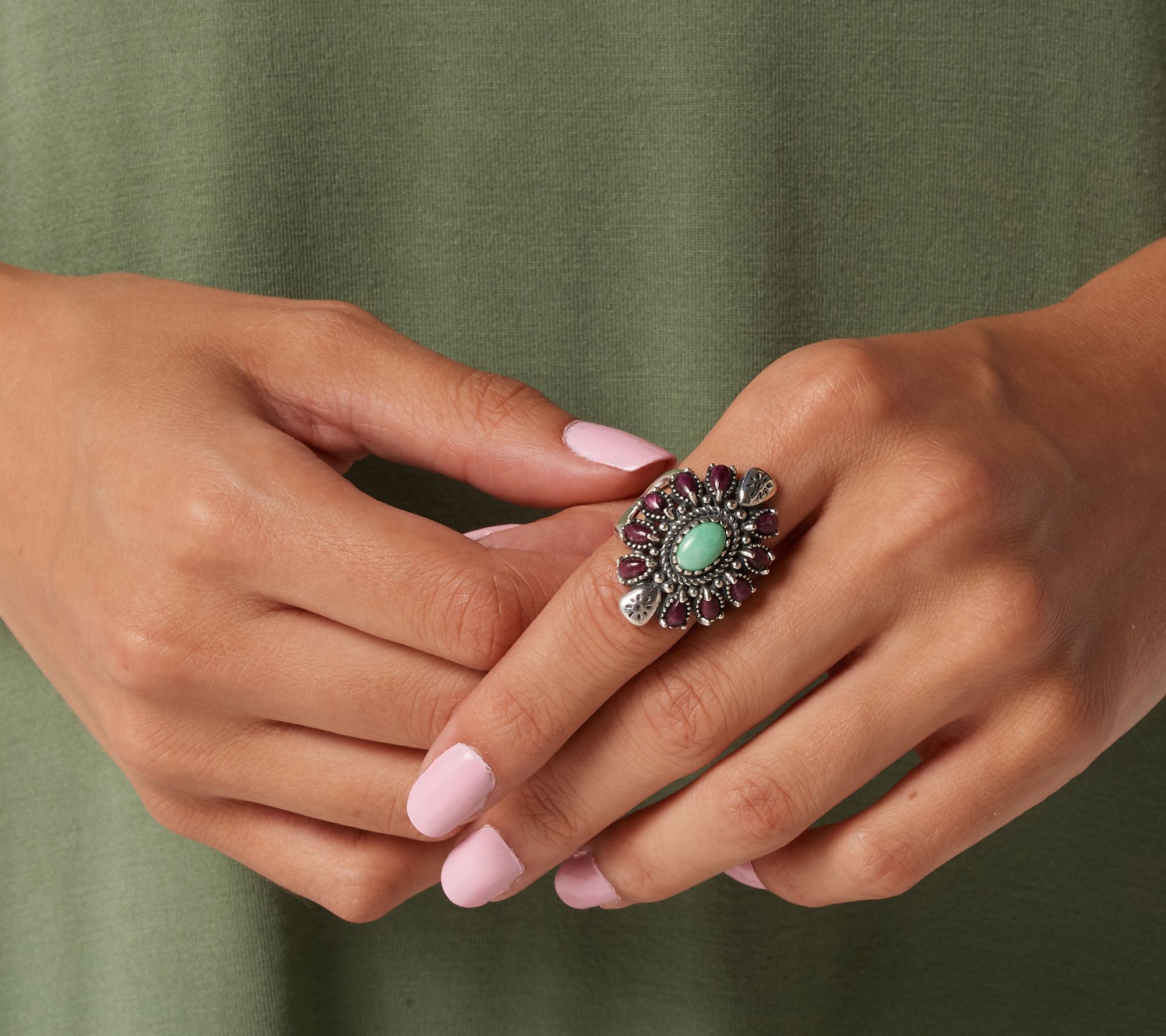 "As Is" American West Sterling Silver Variscite & Purple Ring - QVC.com