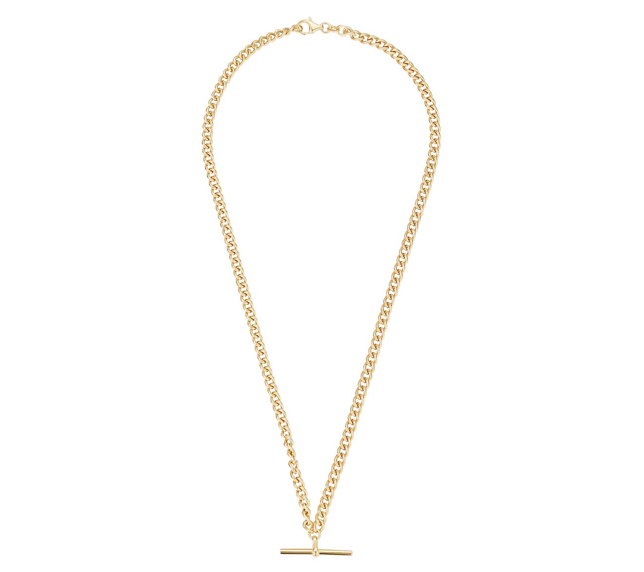 NJO Designs 18K Plated Sterling Silver T-Bar Ne cklace - QVC.com