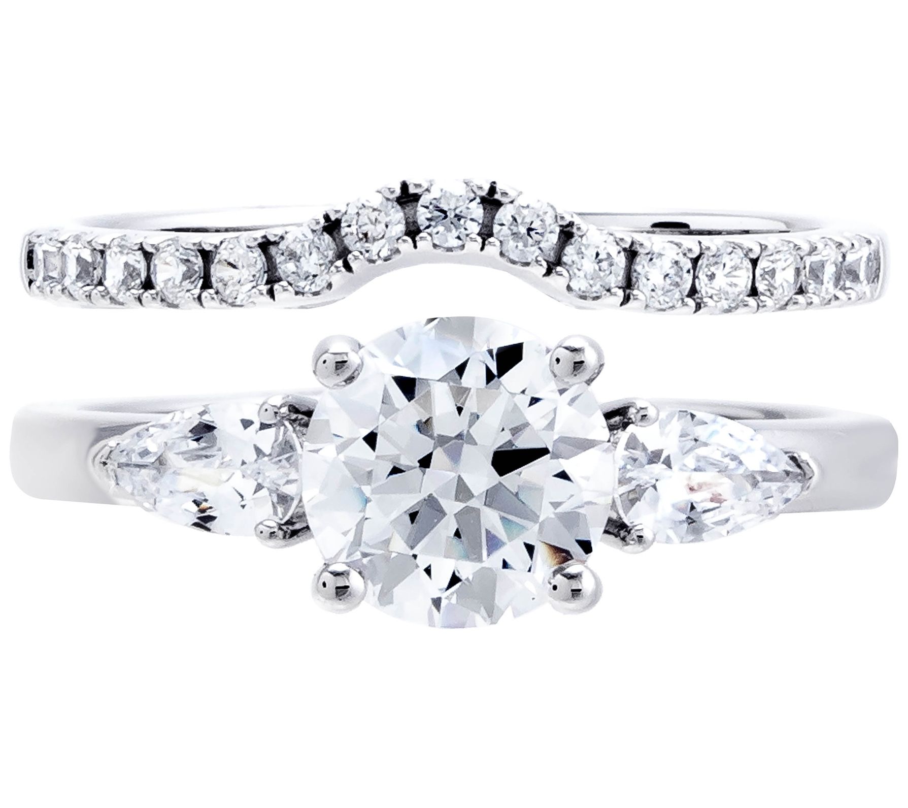 Diamonique 2.30 cttw Round-Cut Bridal Ring Set, Sterling - QVC.com
