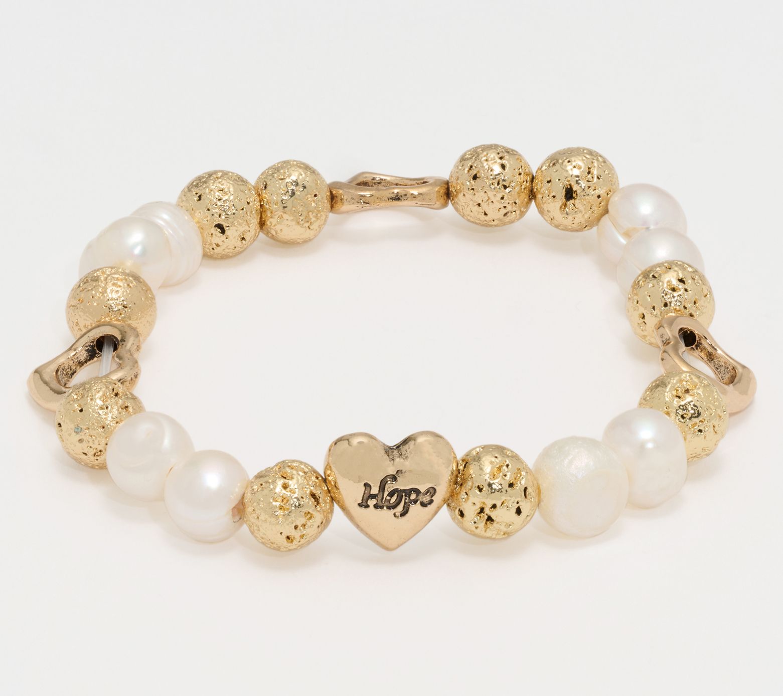 Zorbitz Set of 2 Lava & Gemstone Bead Heart Charm Bracelets - QVC.com