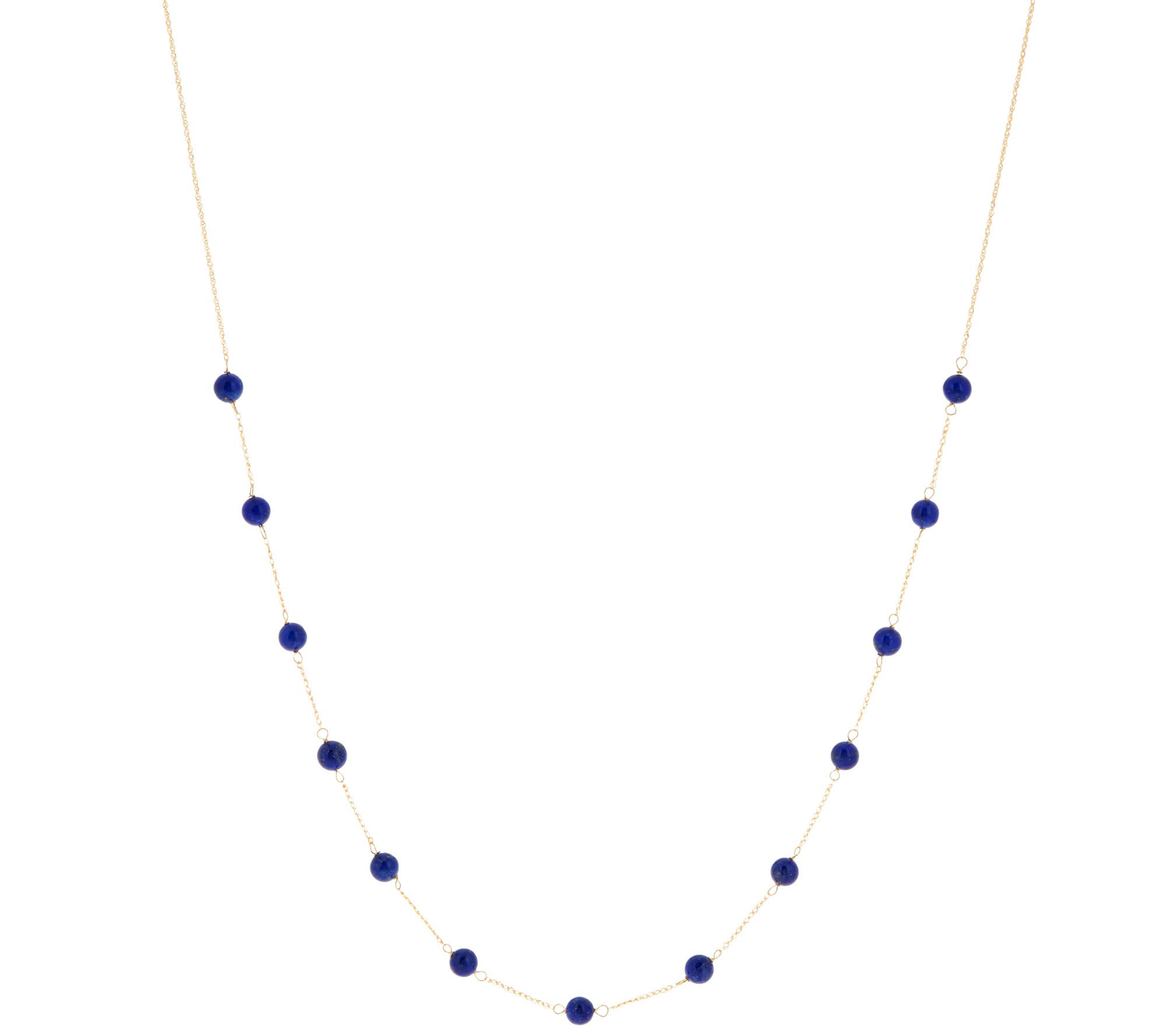 Italian Gold 20" Gemstone Bead Station Necklace 14K Gold - QVC.com