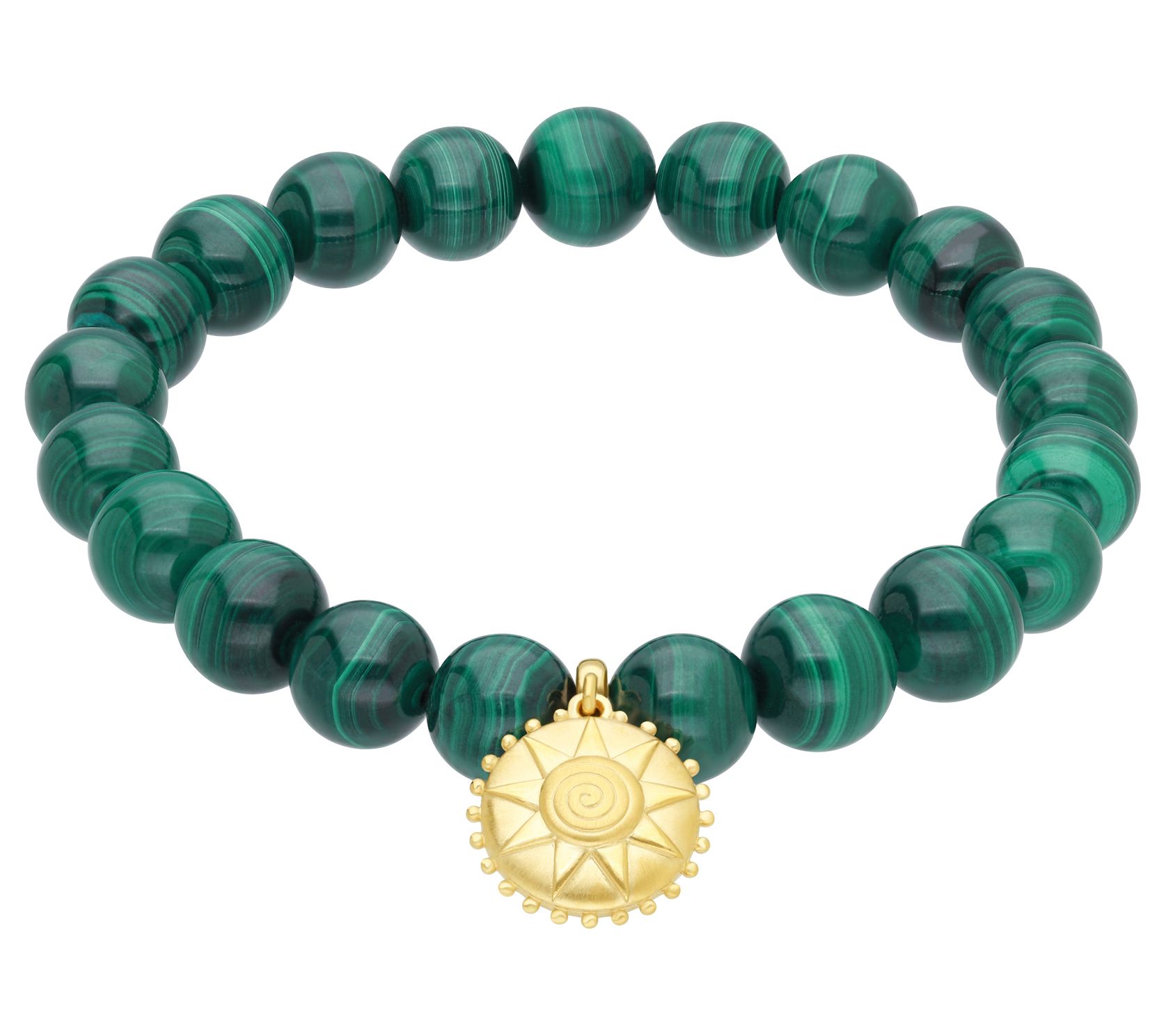 Elyse Ryan 14K Gold Clad Malachite Bead Joy Bracelet - QVC.com