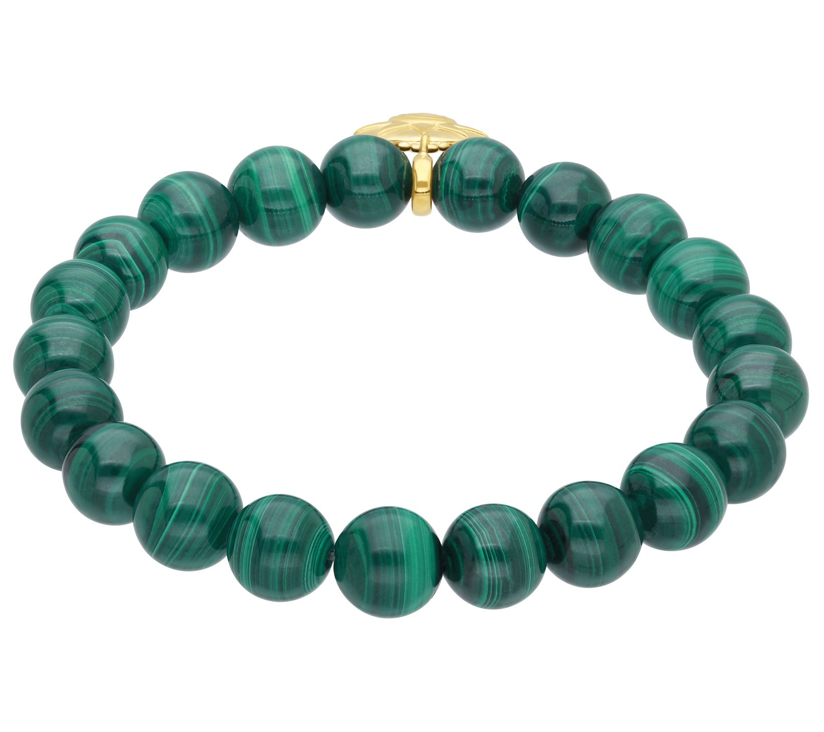 Elyse Ryan 14K Gold Clad Malachite Bead Joy Bracelet - QVC.com