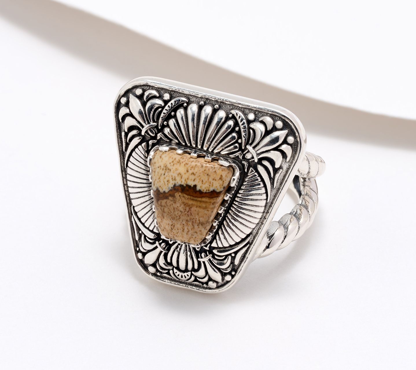 American West Sterling Silver Trapezoid Gemstone Split Shank Ring - QVC.com
