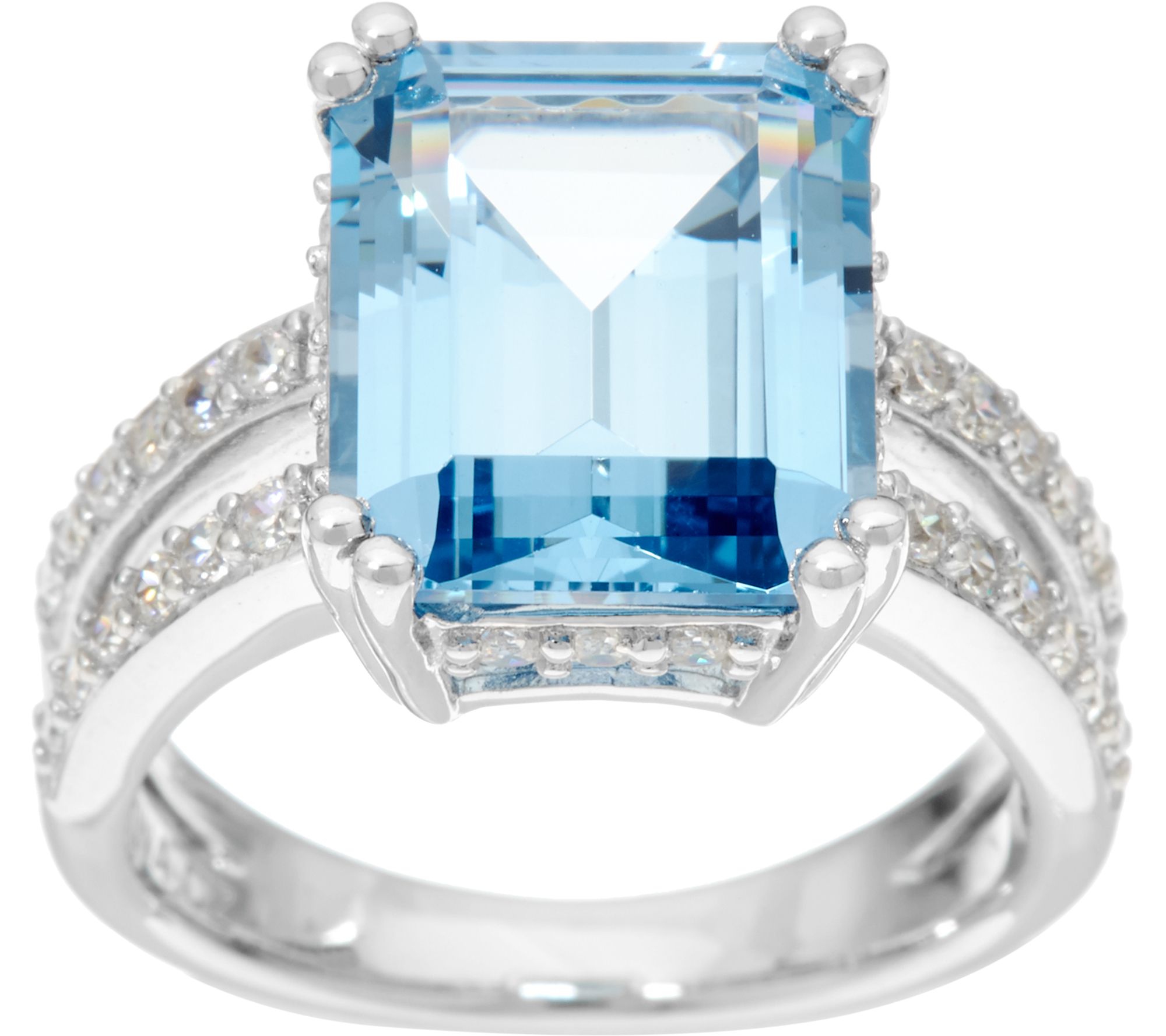 Diamonique & Emerald Cut Color Ring, Sterling - QVC.com