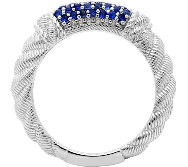 Judith Ripka Sterling Pave-Set Blue Sapphire Stack Ring - QVC.com