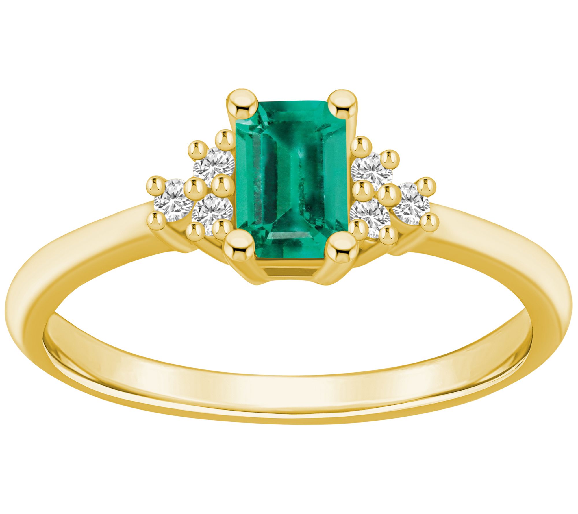 Affinity Gems Emerald Cut Gemstone & Diamond Ring, 14K - QVC.com