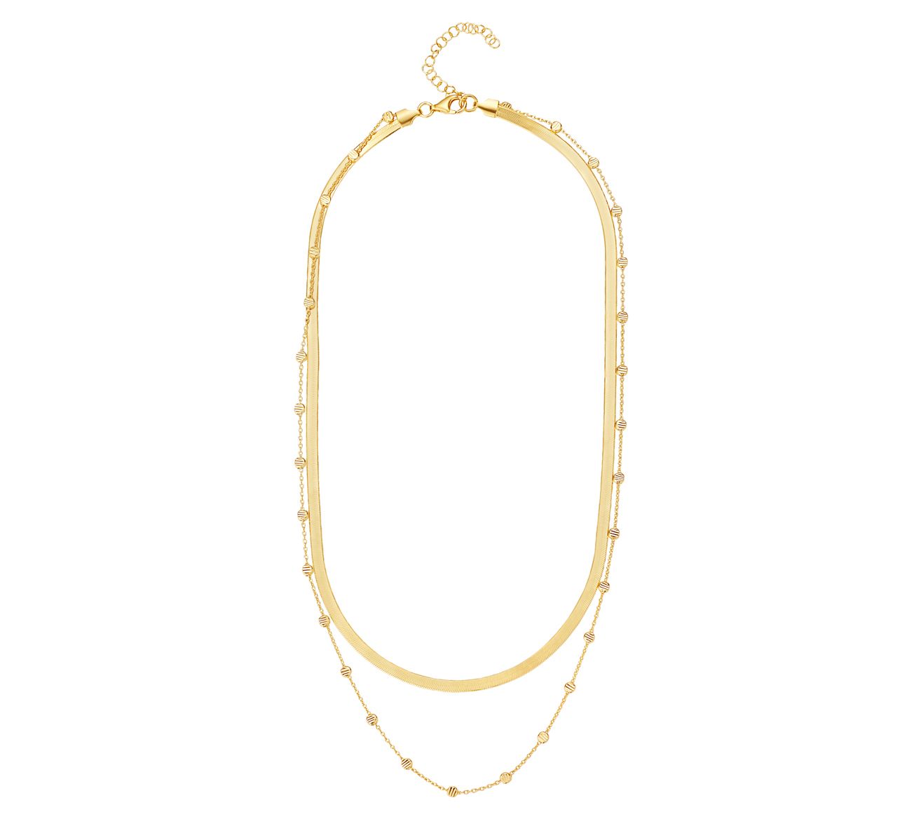NJO Designs 18K Plated Sterling Layered Chain N ecklace - QVC.com