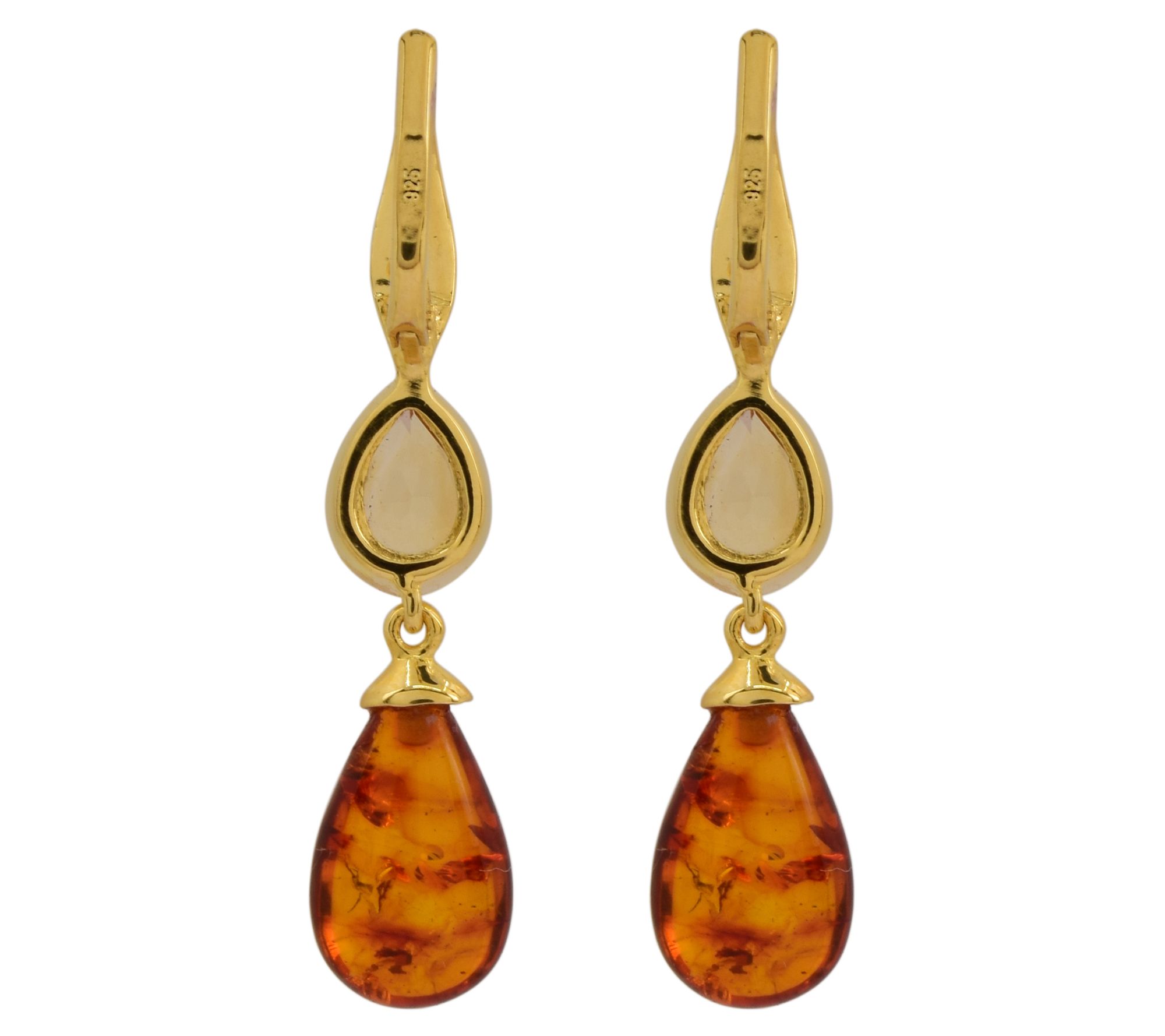 Affinity Gems Amber & Citrine Dangle Earrings,14K Gold Plated - QVC.com