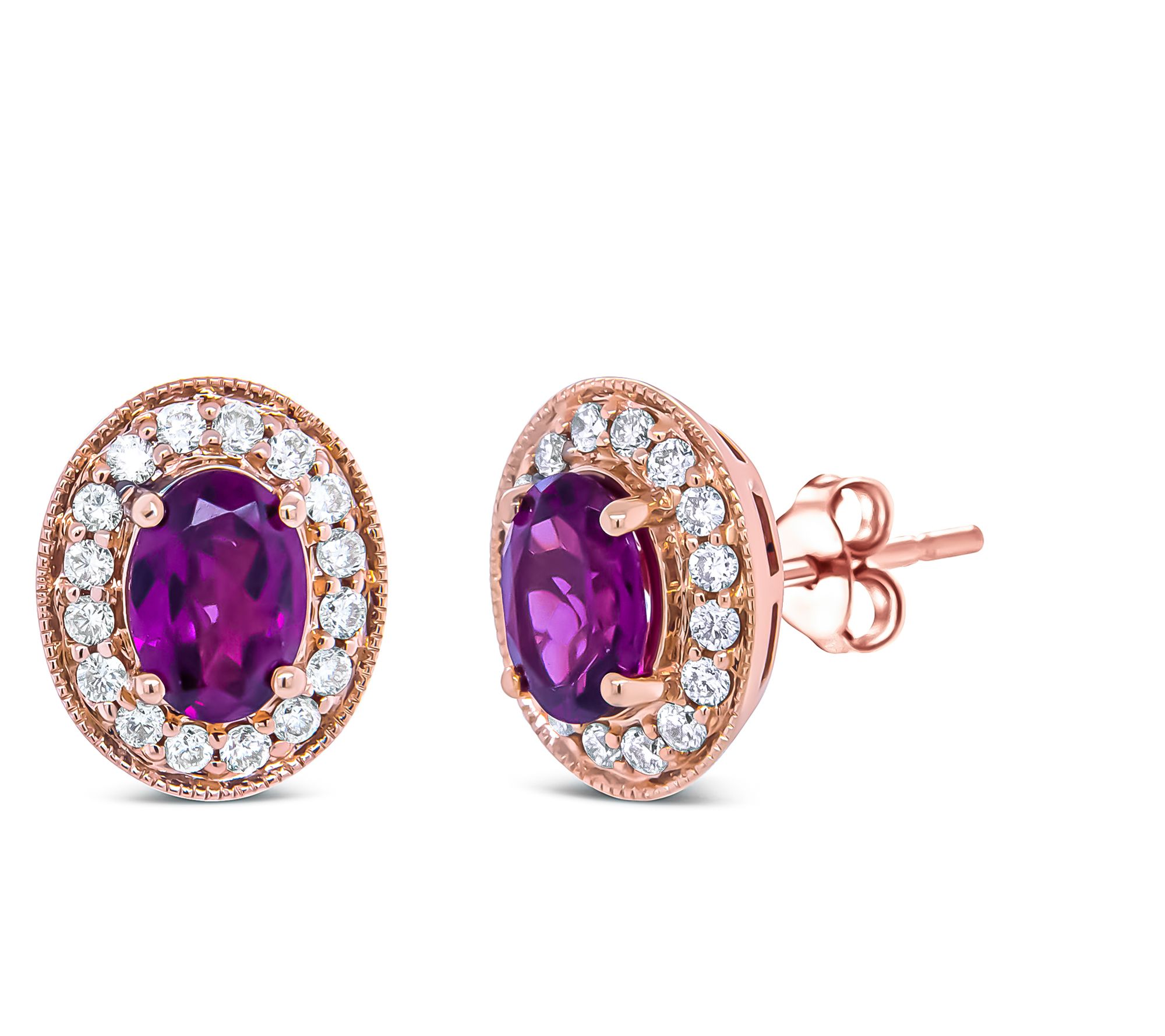 Haus of Brilliance Garnet & Diamond Earrings, 14K Rose Gold - QVC.com