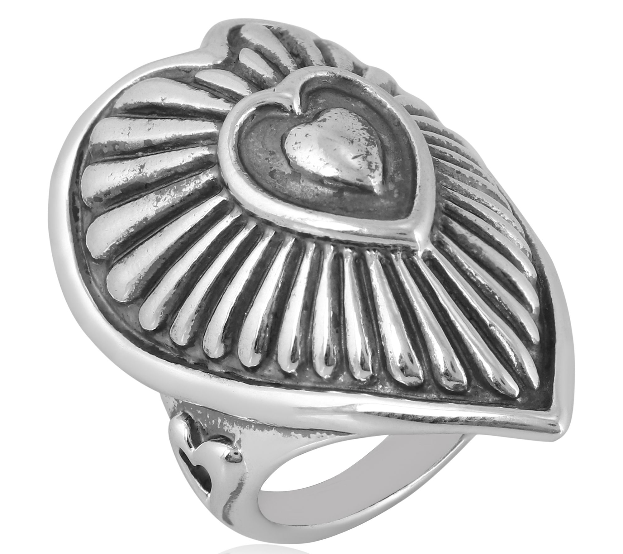 American West Sterling Silver Bold Heart Ring - QVC.com