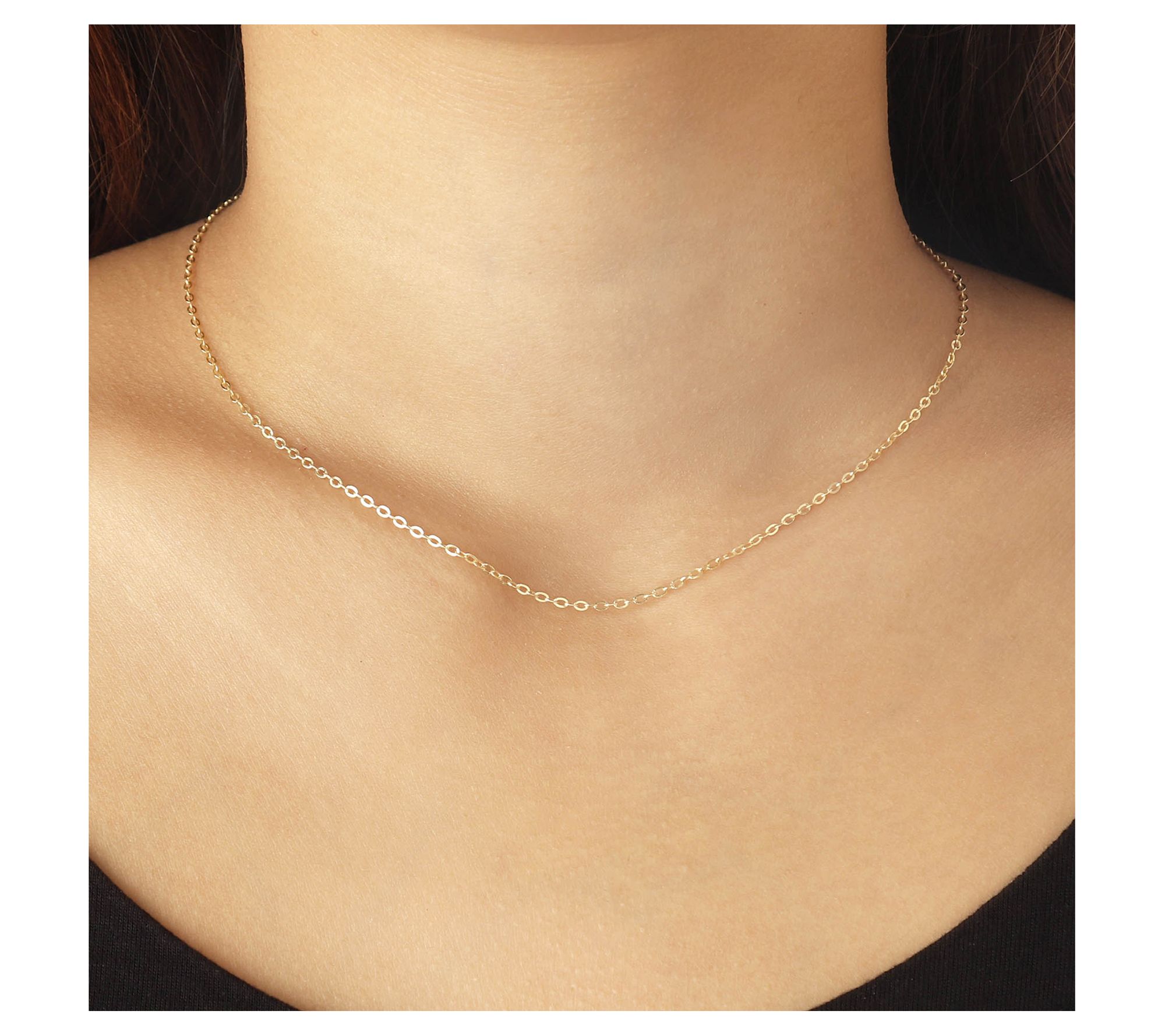 Italian Gold 16" Fine Oval Link Chain Necklace, 10K - QVC.com