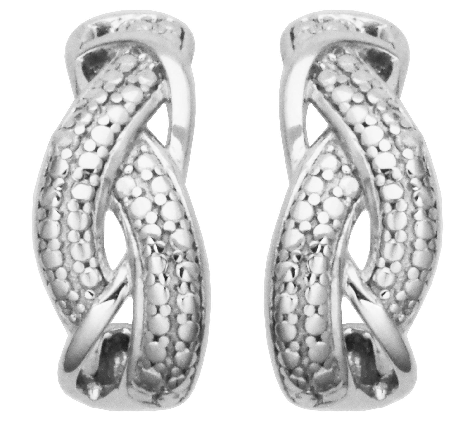 Sterling Silver Diamond Accent Braided Hoop Earrings - QVC.com