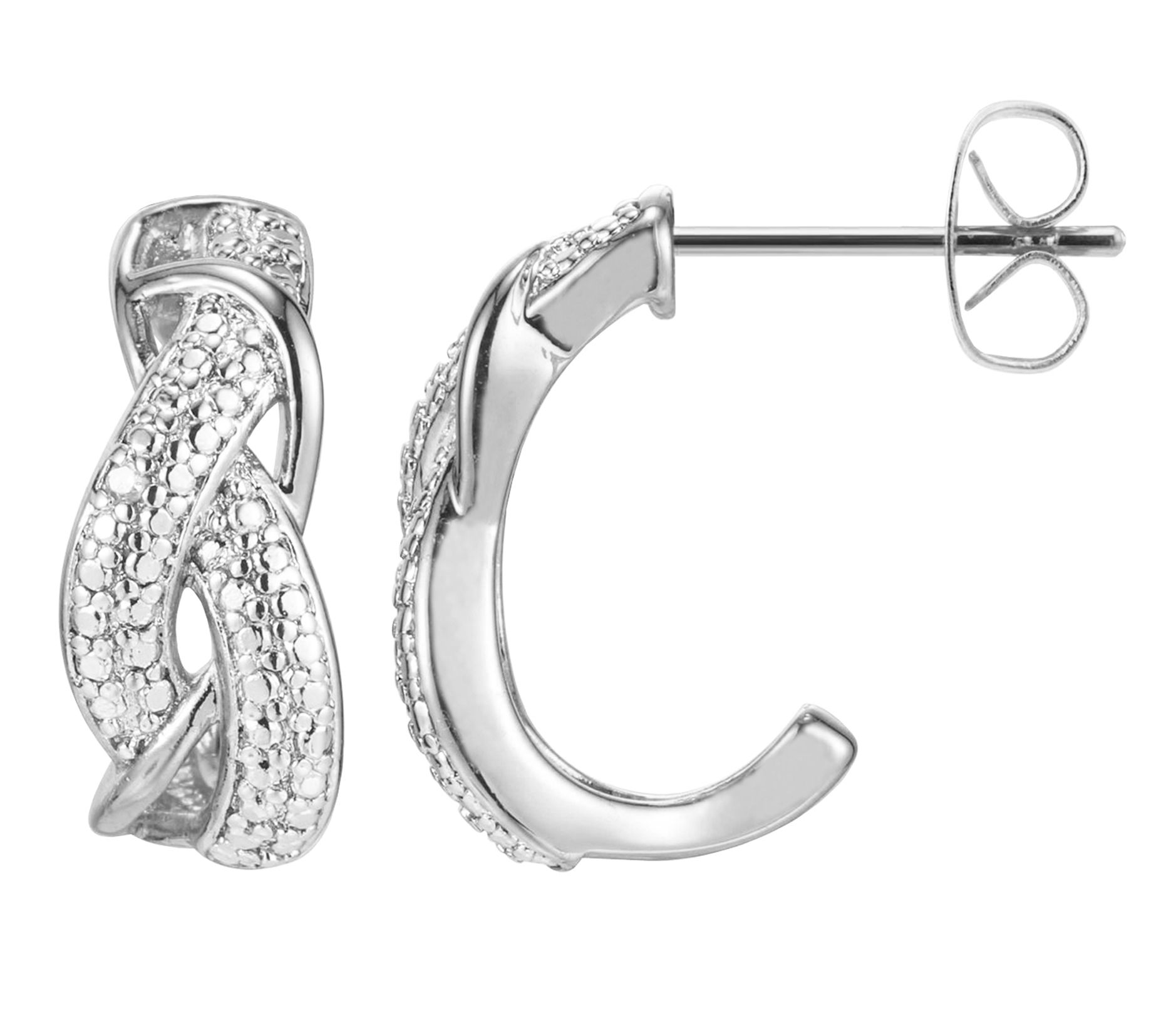 Sterling Silver Diamond Accent Braided Hoop Earrings - QVC.com