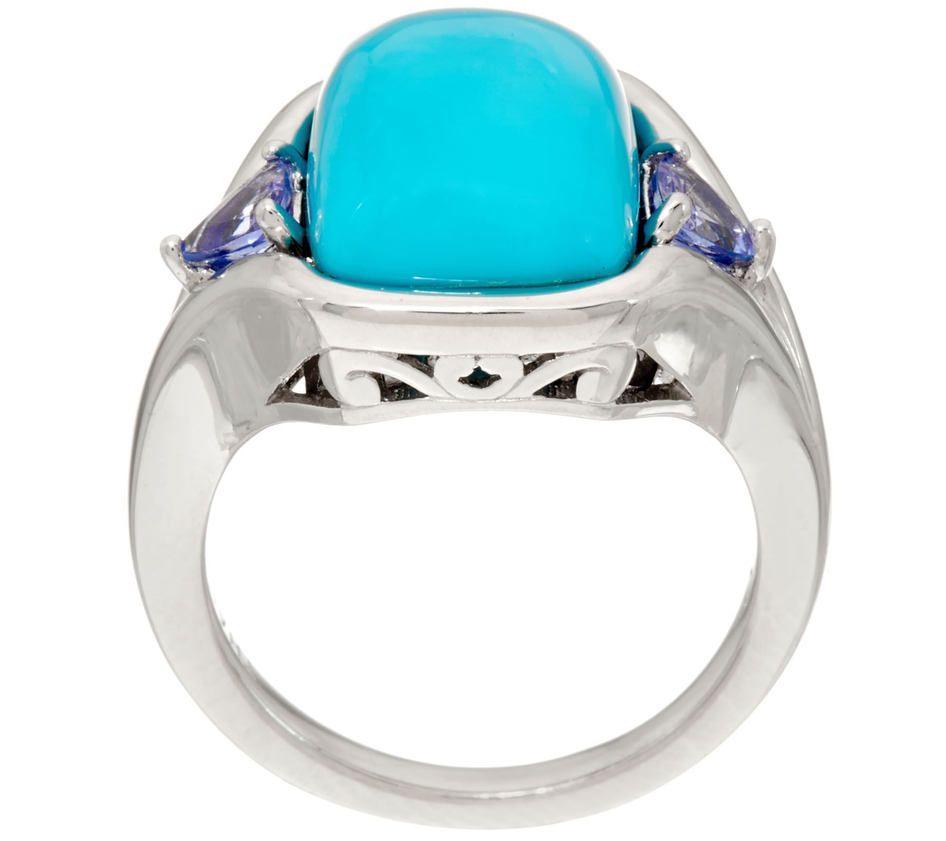 "As Is" Kingman Turquoise and Tanzanite Sterling Ring - QVC.com