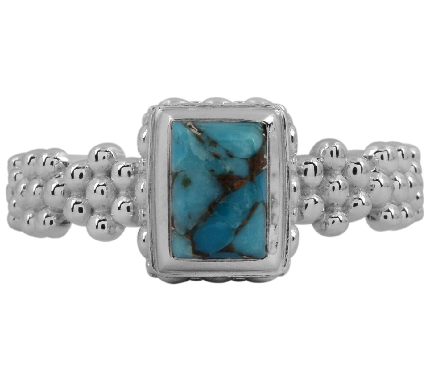 Turquoise Baguette Bezel-Set Sterling Silver Ring - QVC.com