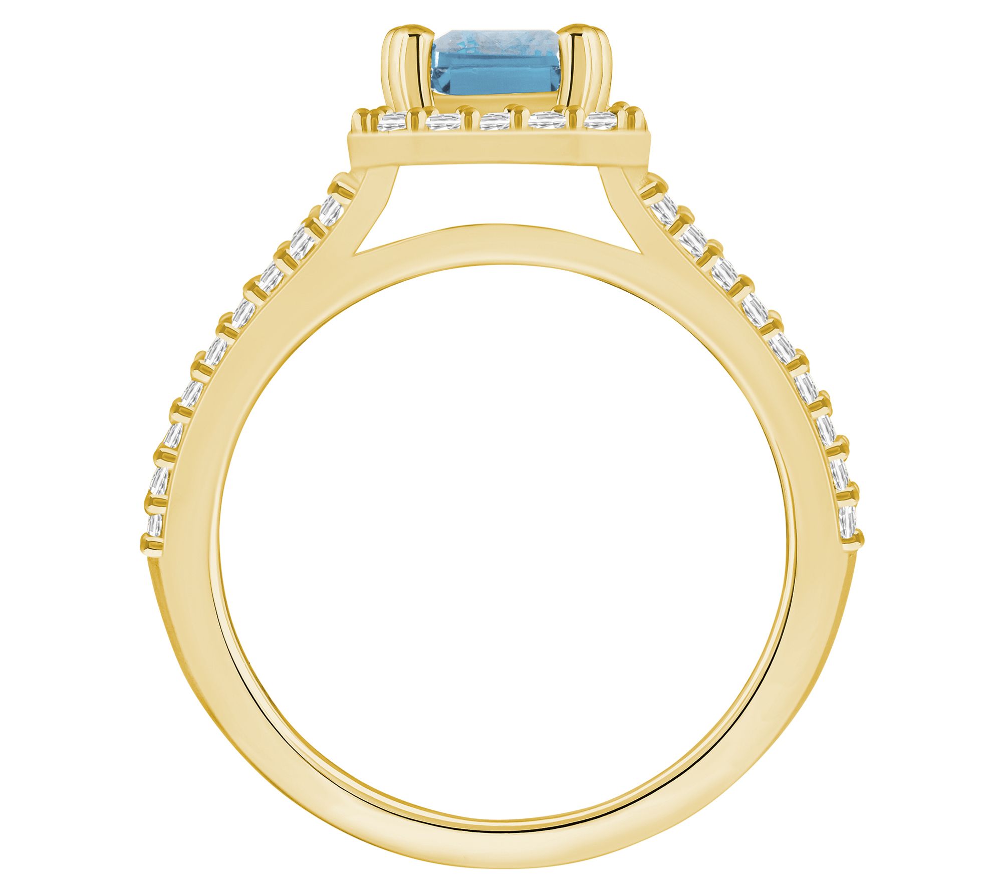 Affinity Gems Aquamarine & Diamond Ring, 14K Gold - QVC.com