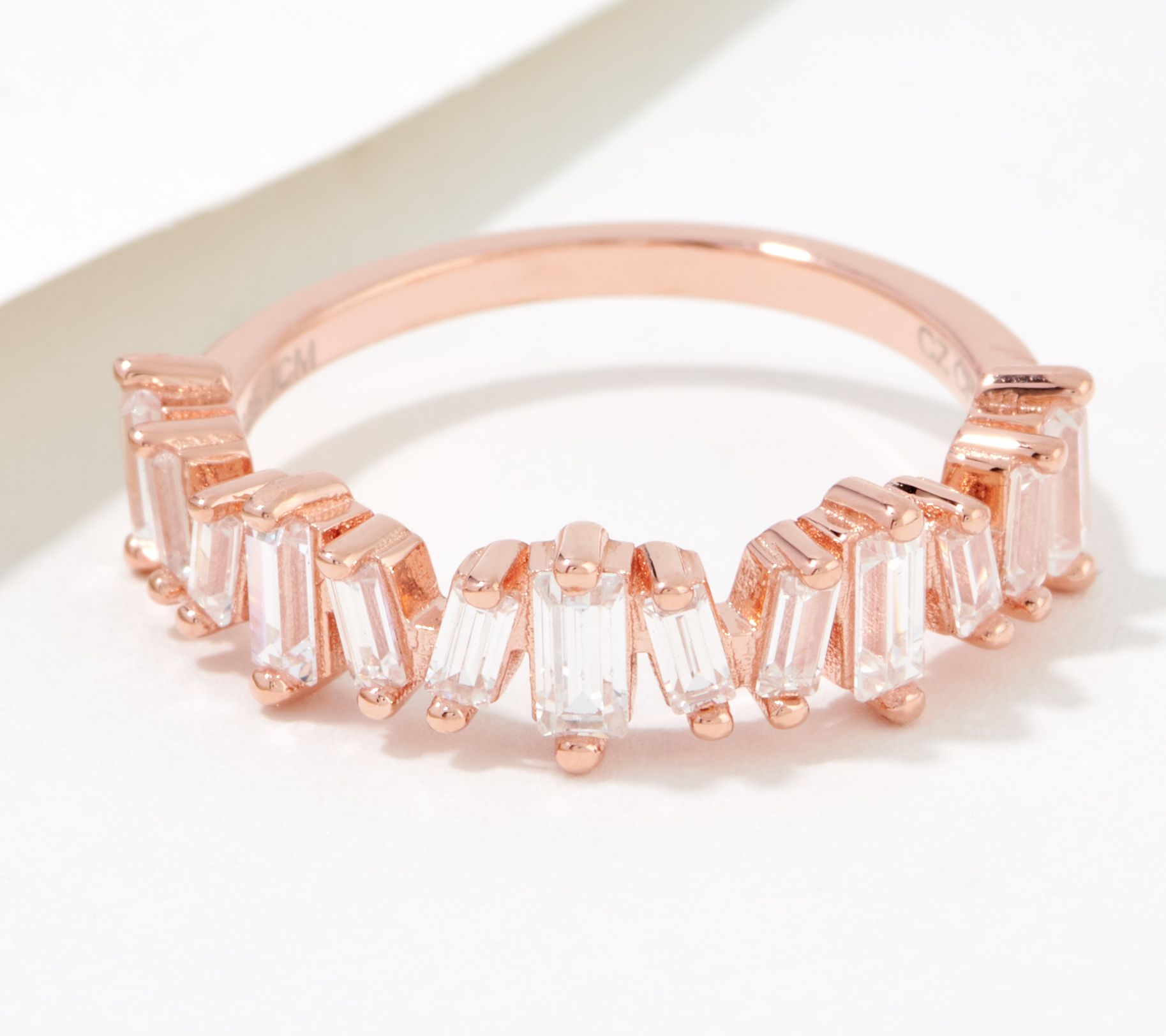 Diamonique x Amy Stran Baguette Half Eternity Band Ring, Sterling - QVC.com