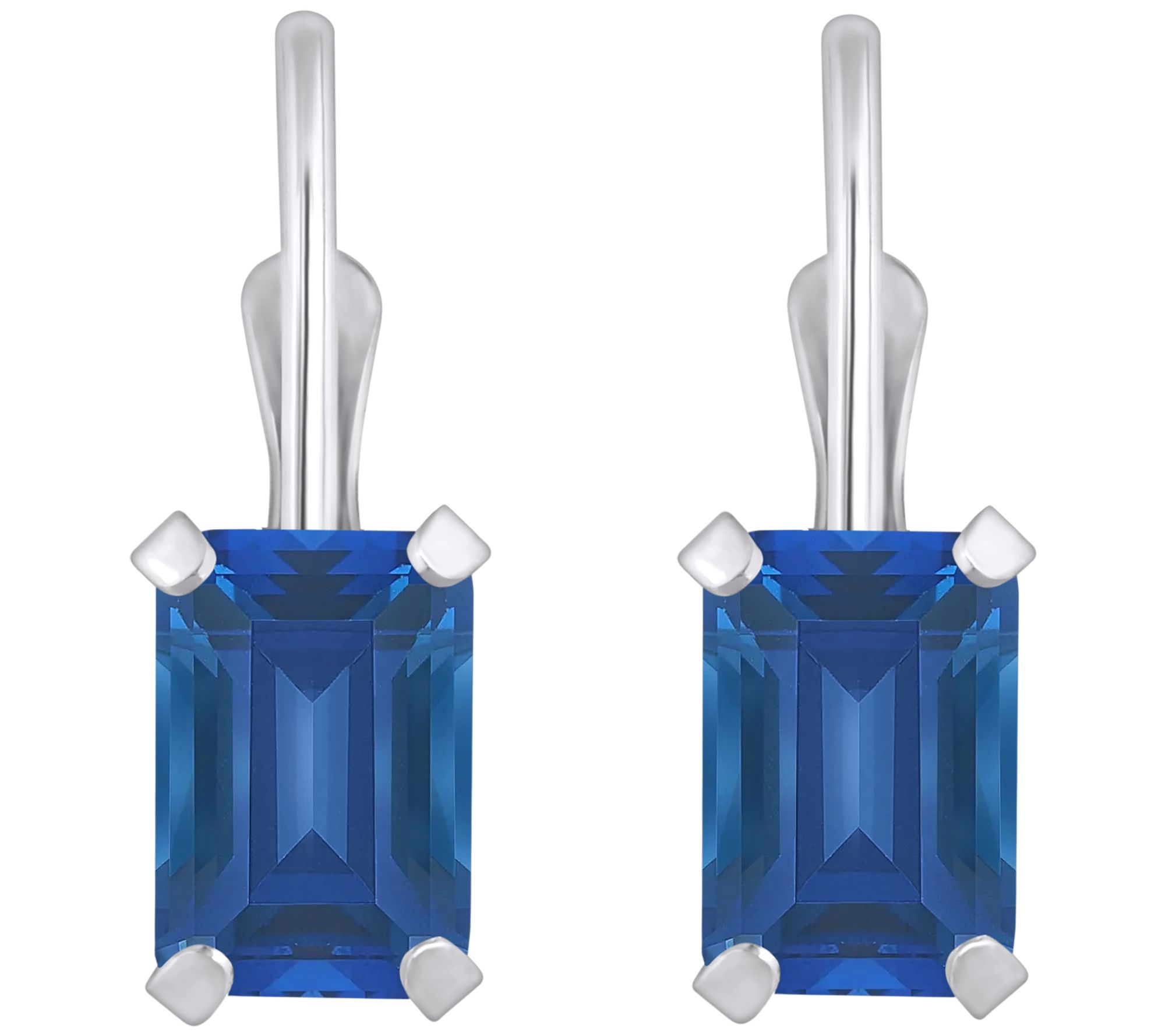 Affinity Gems Created Leverback Earrings, 10K White Gold - QVC.com