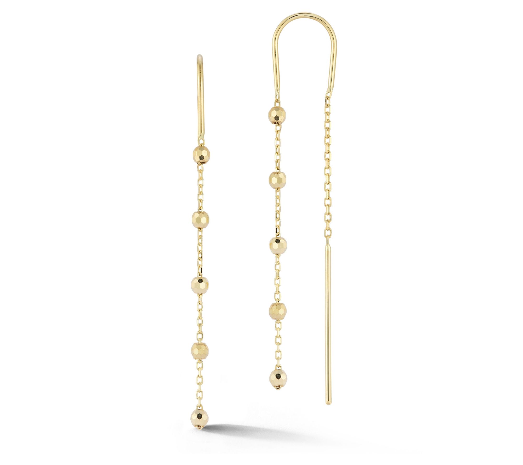 Luminosa Gold Diamond Cut Ball Chain Threader Earrings, 14K - QVC.com