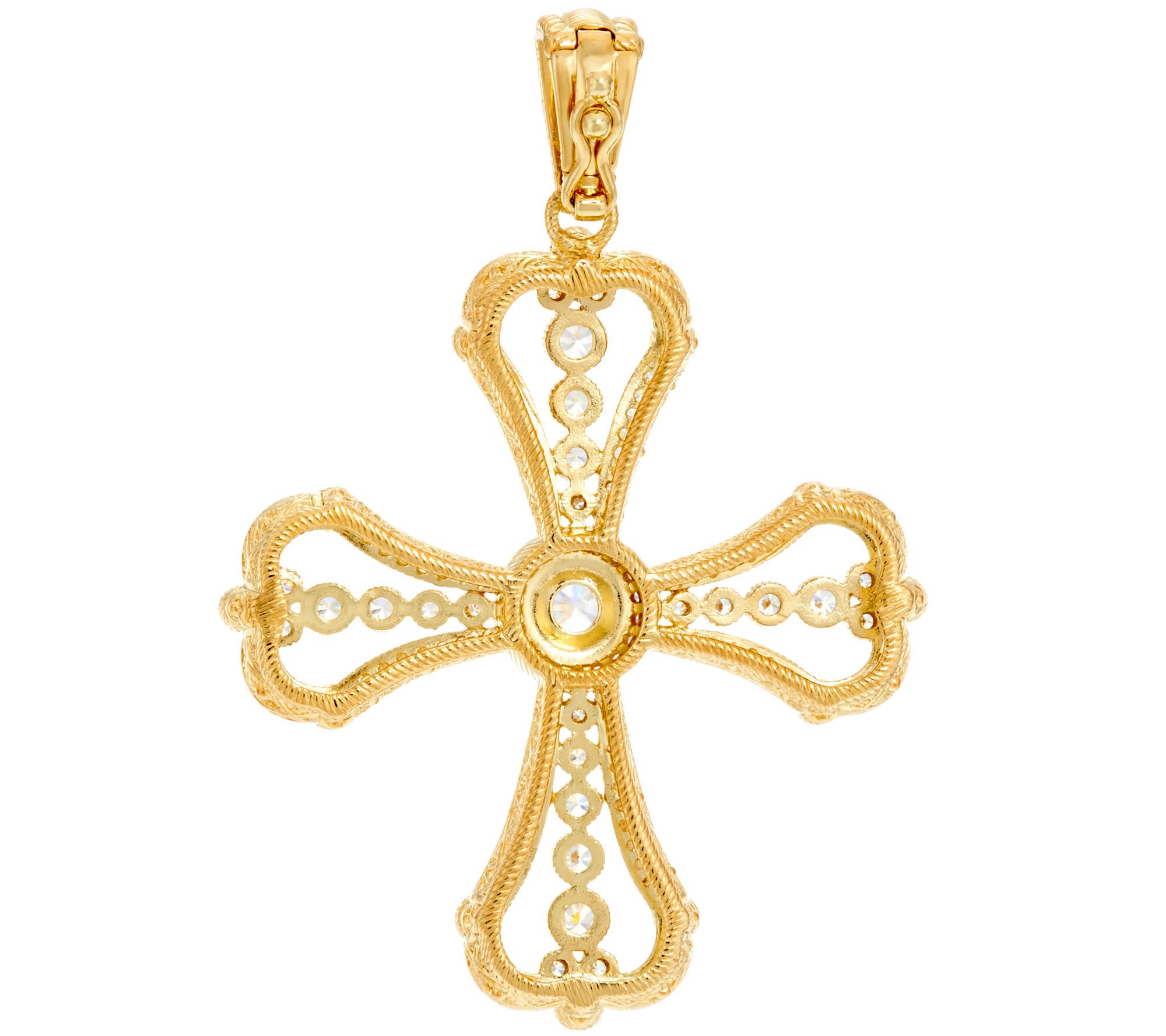 Judith Ripka Sterling or 14K Clad Diamonique Cross Enhancer - QVC.com