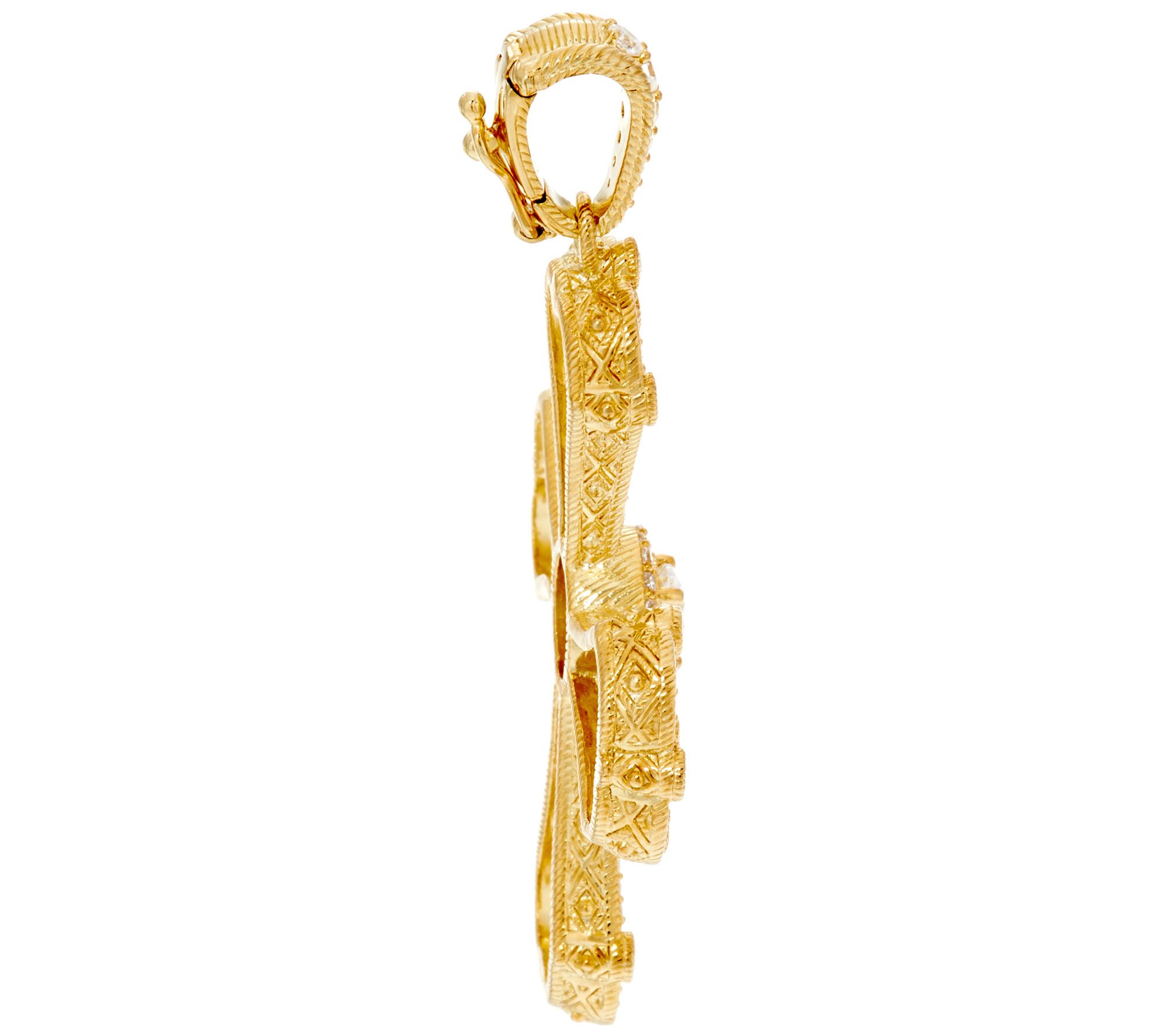Judith Ripka Sterling or 14K Clad Diamonique Cross Enhancer - QVC.com