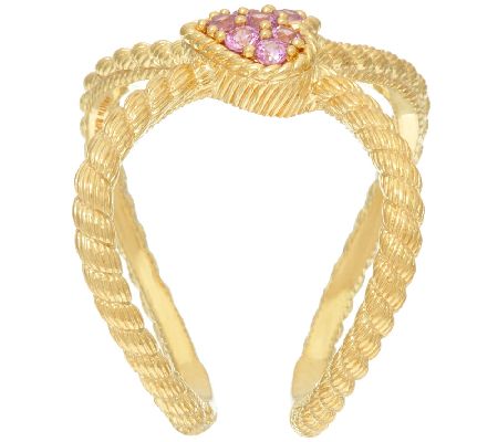 "As Is" Judith Ripka Sterling & 14K Clad Pink Sapphire Heart X Ring ...