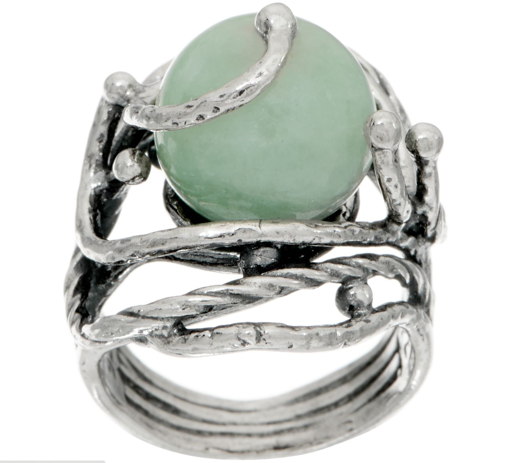 "As Is" Or Paz Sterling Green Jade Ring - QVC.com