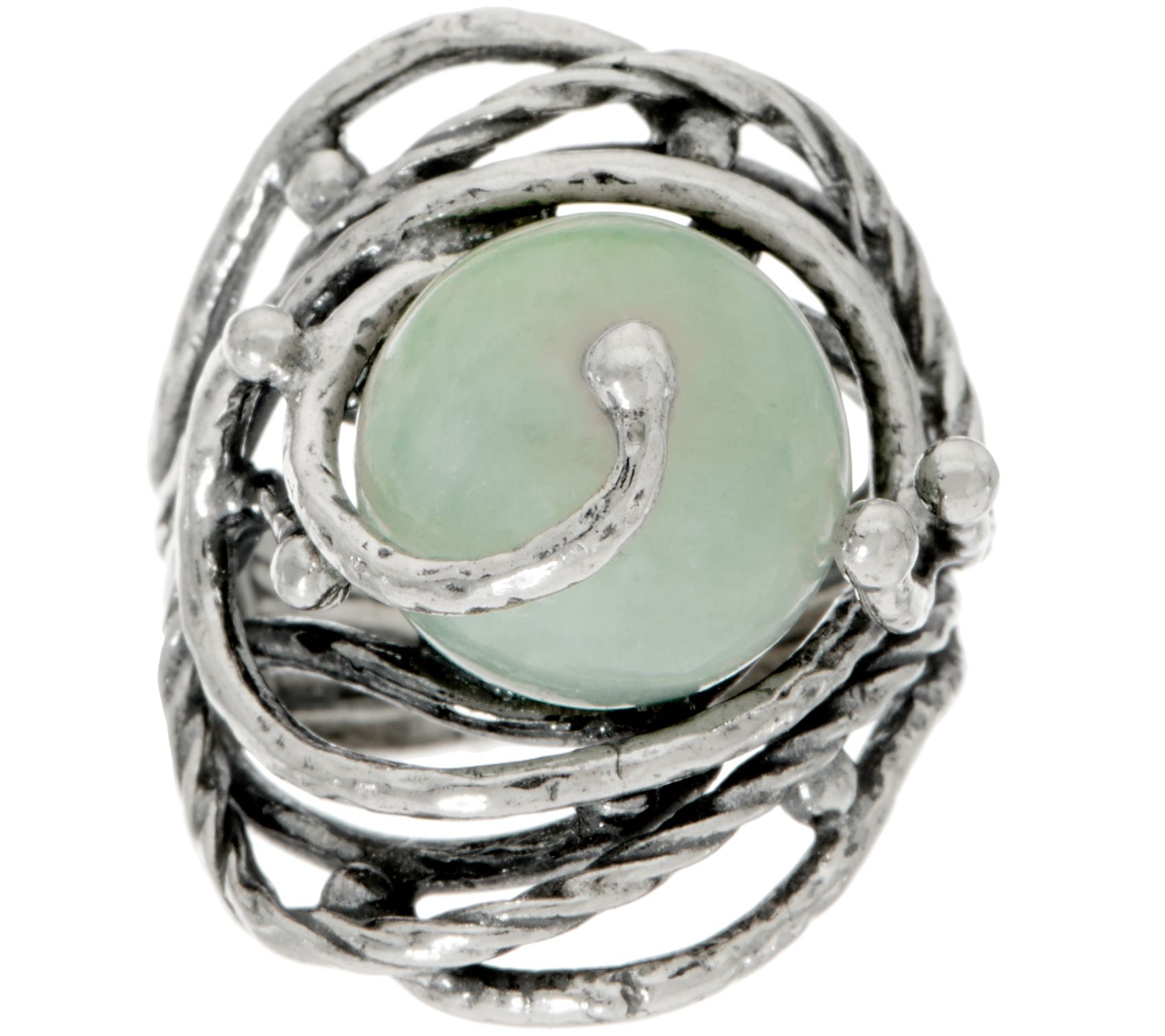 "As Is" Or Paz Sterling Green Jade Ring - QVC.com