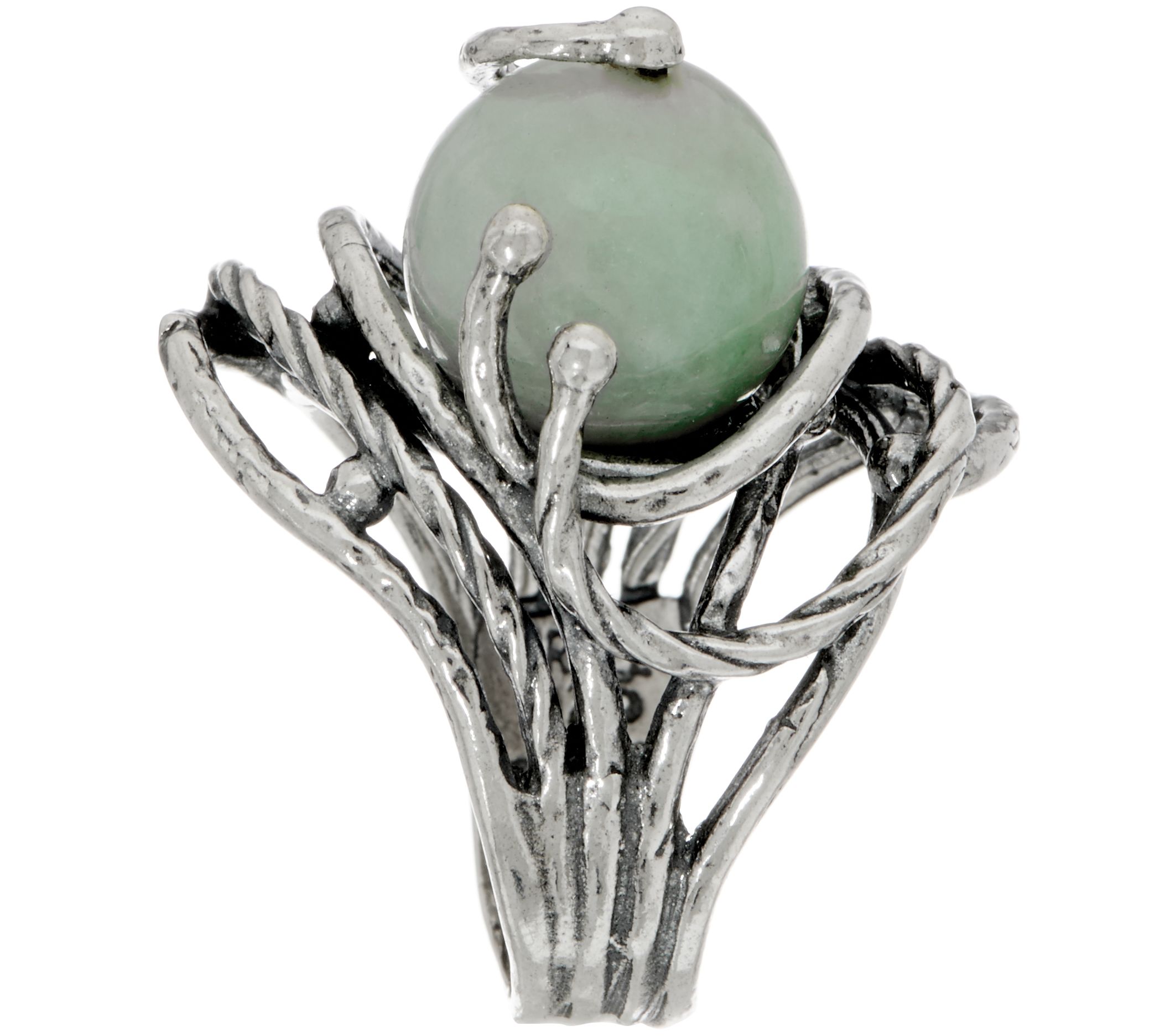 "As Is" Or Paz Sterling Green Jade Ring - QVC.com
