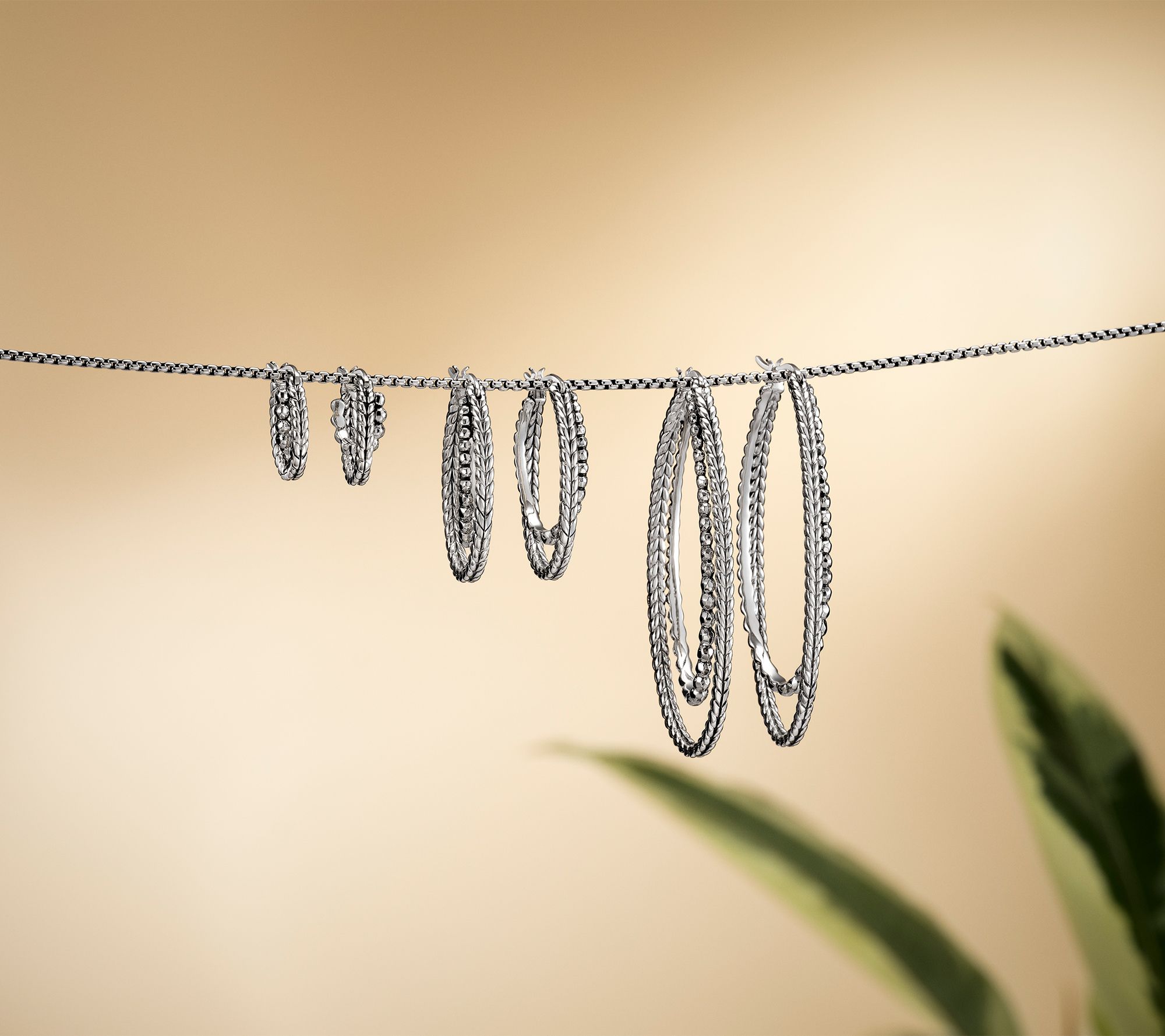 JAI Sterling Silver Hammered Bead & Basketweave Hoop Earrings - QVC.com