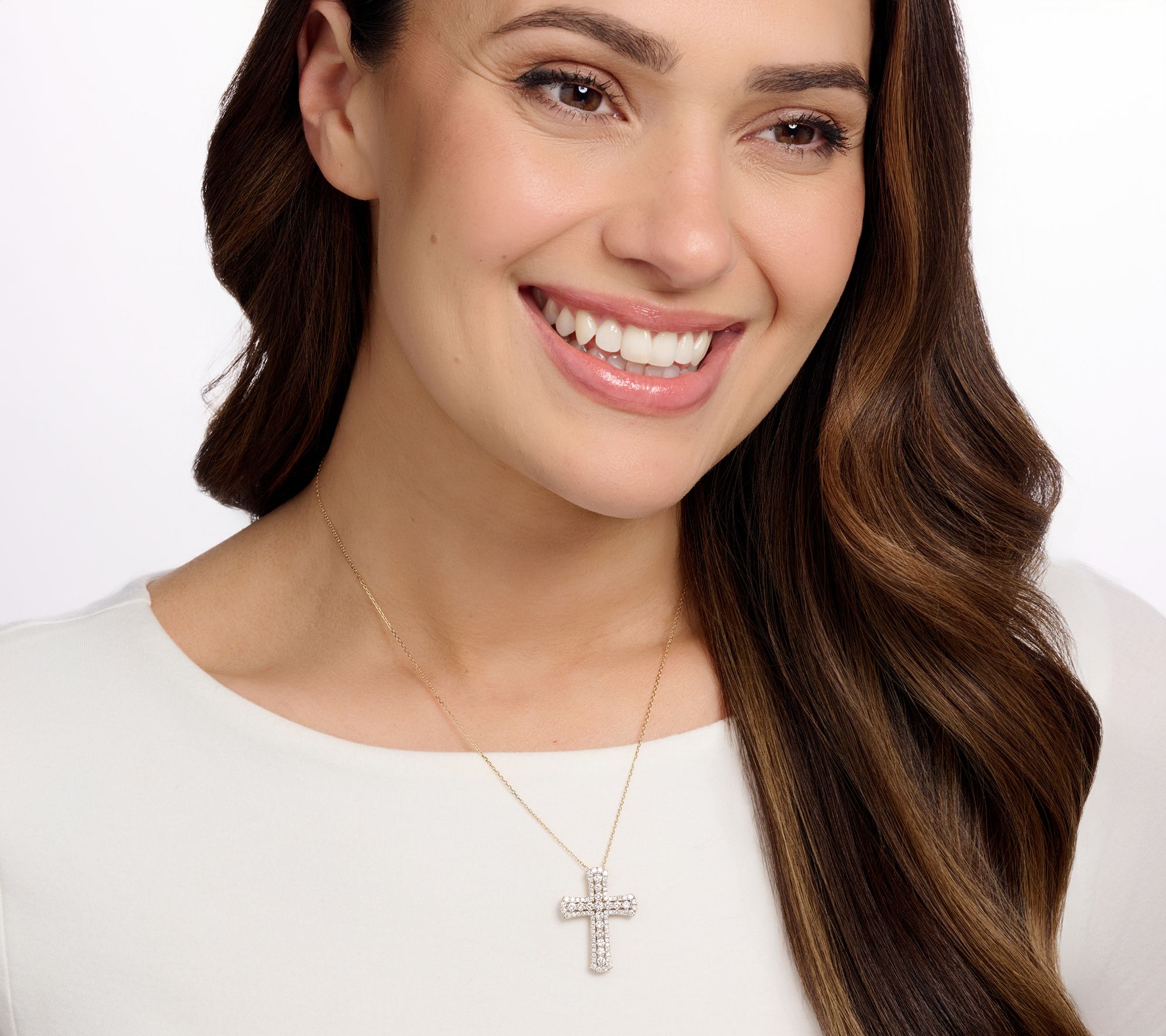 Affinity Diamonds 1.65 cttw White Diamond Cross Necklace, 14K - QVC.com