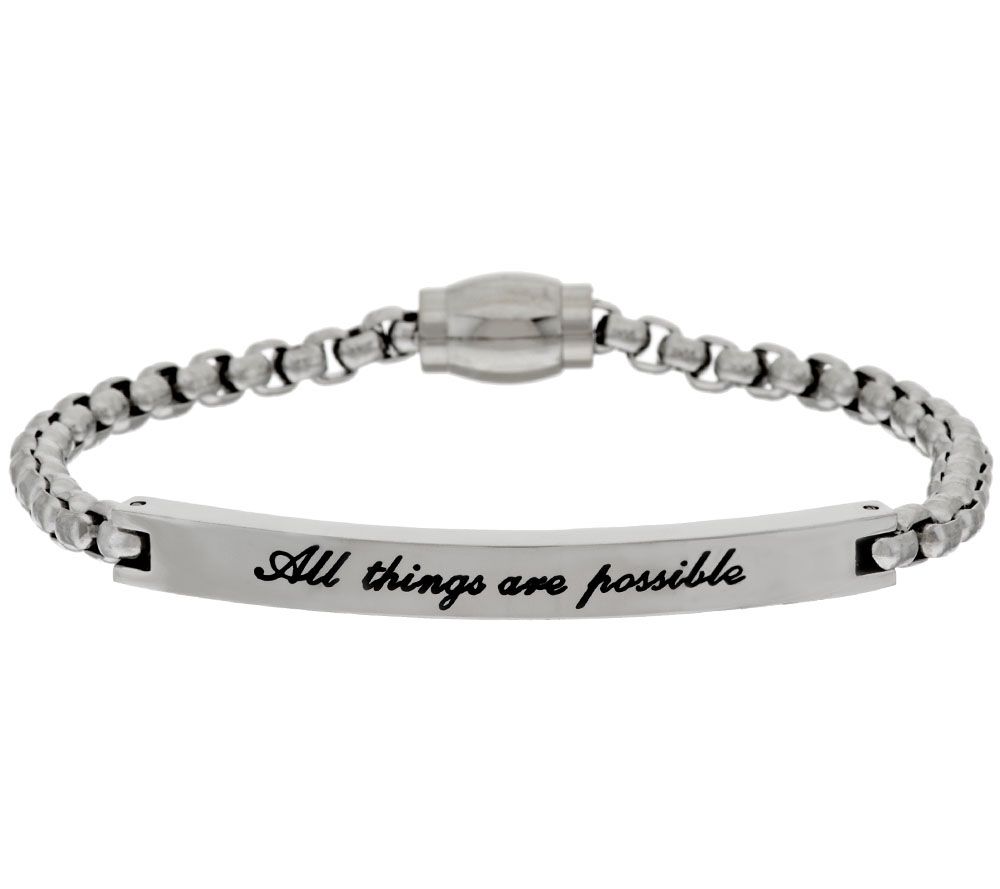 "As Is" Stainless Steel "All Things are Possible" ID Bracelet - QVC.com