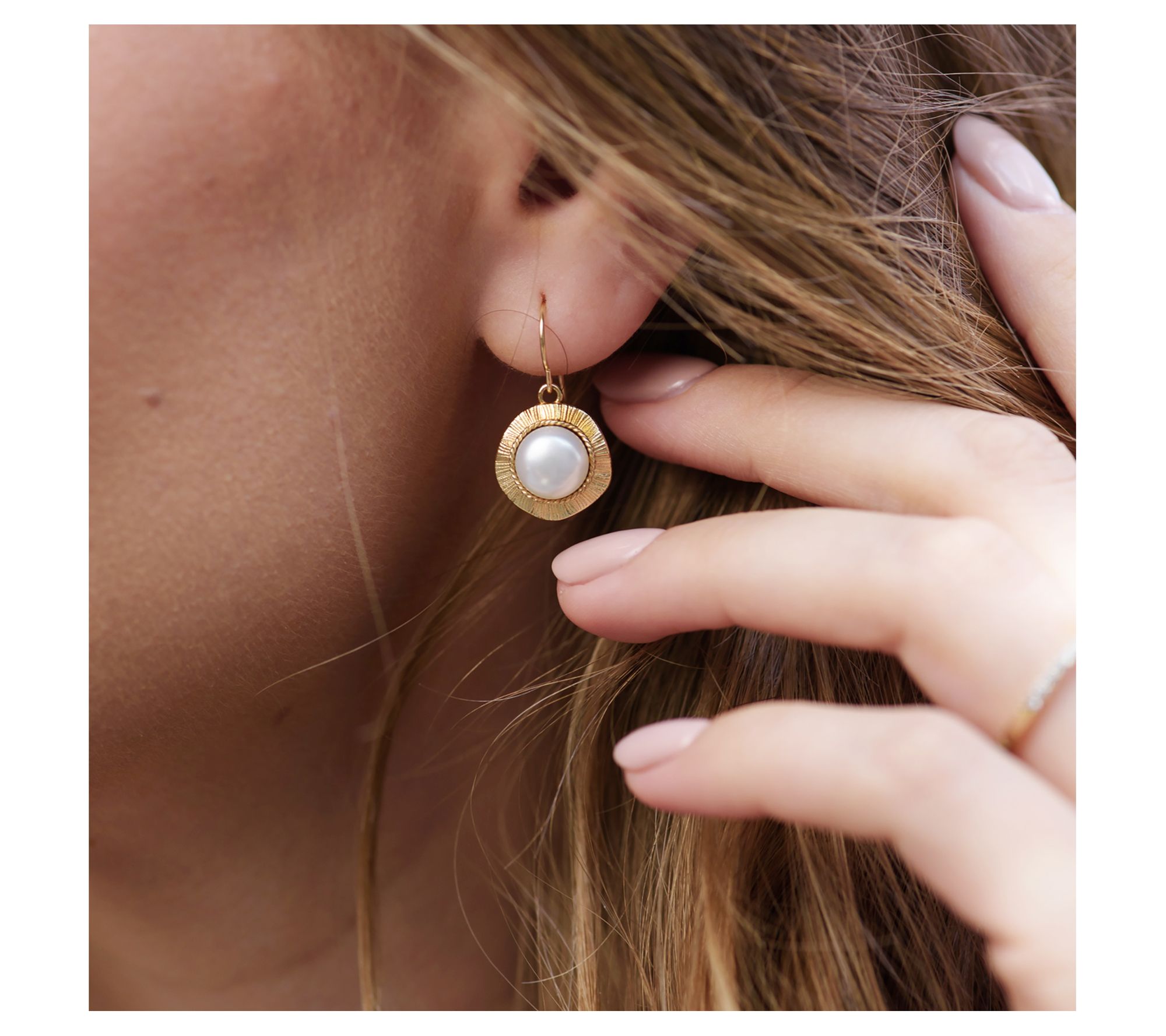 Adi Paz 14K Gold Cultured Pearl TexturedDangle Earrings - QVC.com