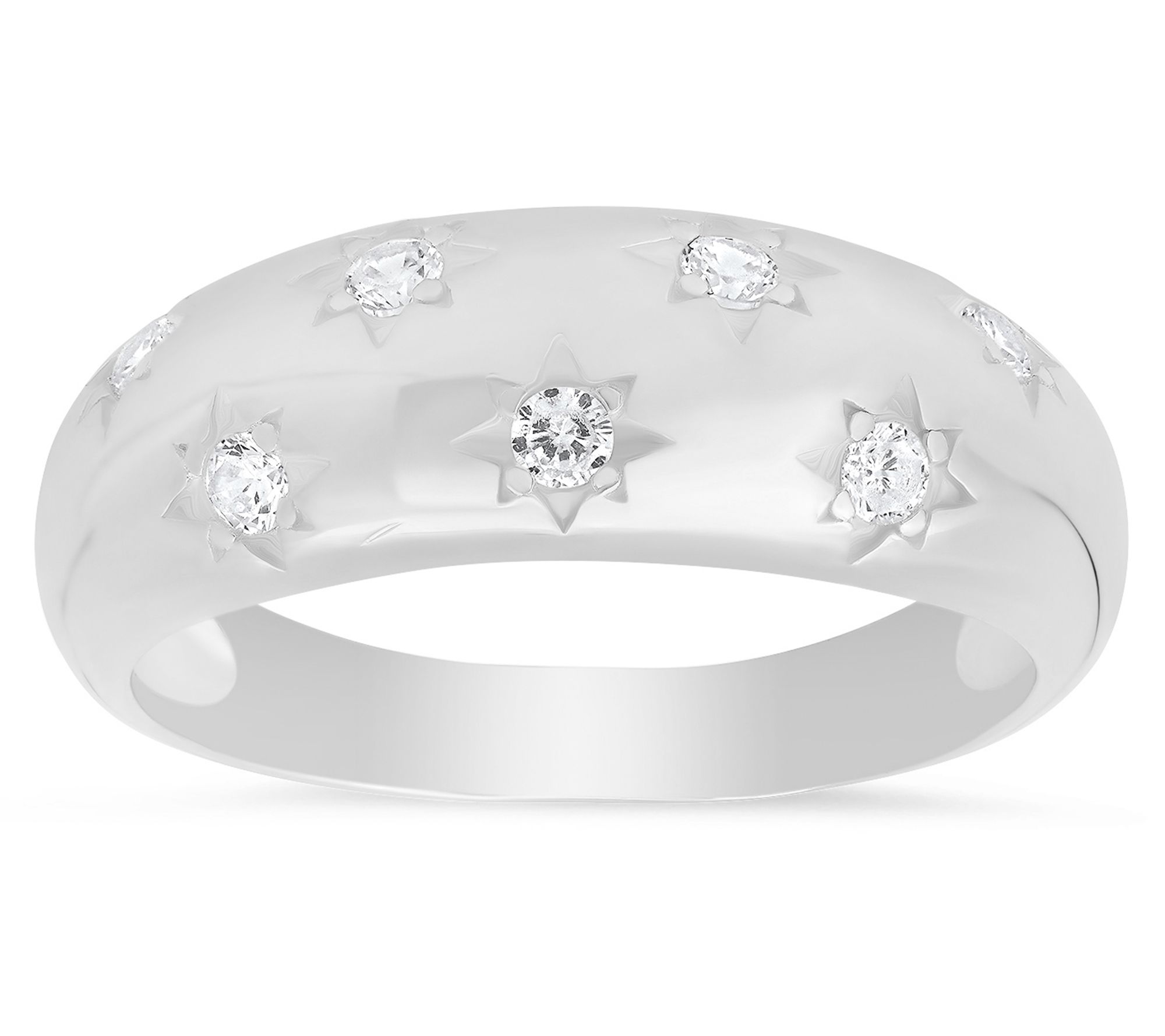Diamonique Celestial Dome Ring, Sterling Silver - QVC.com