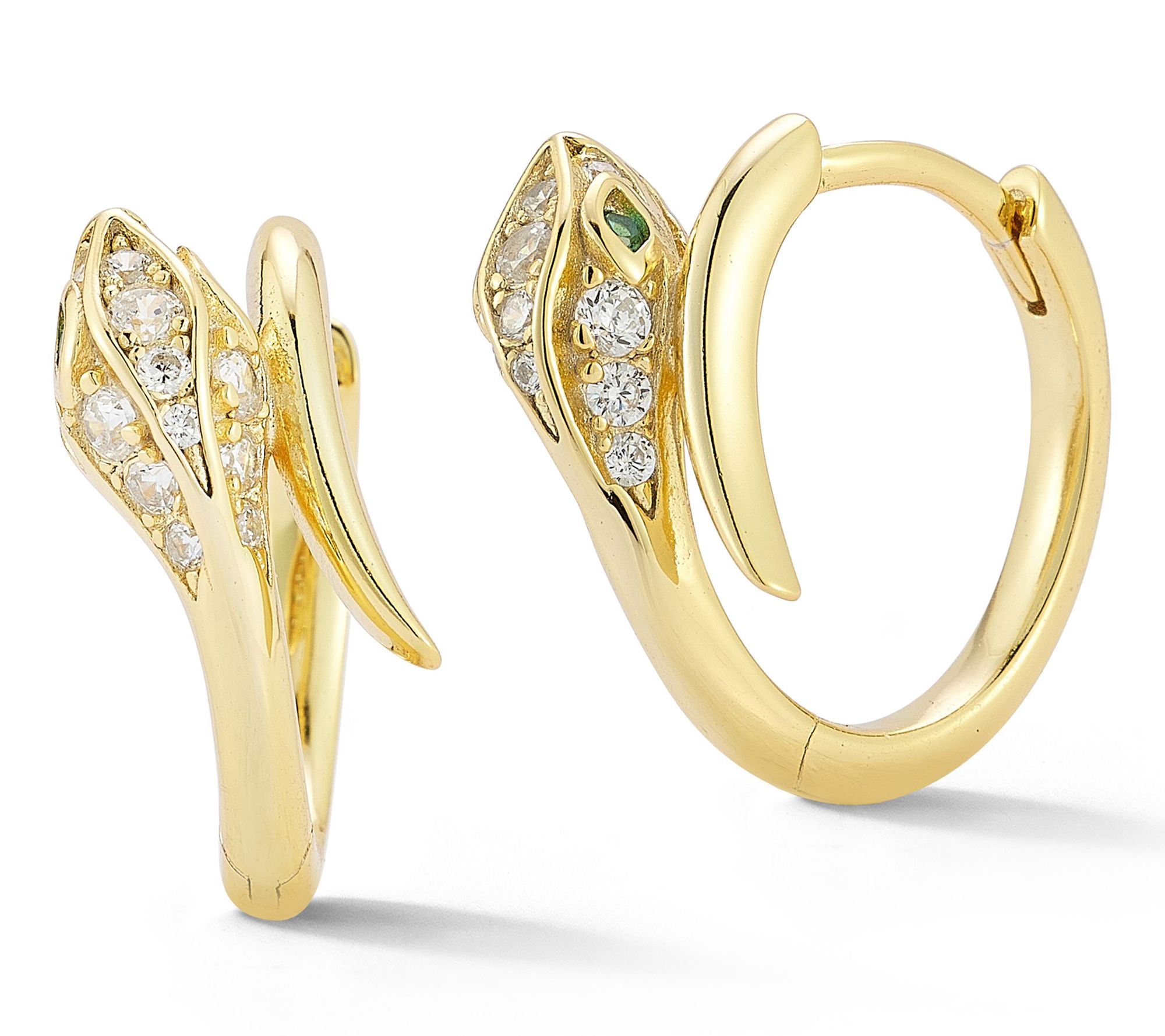 Sterlina Silver Pave Snake Huggie Hoop Earrings, Sterling - QVC.com