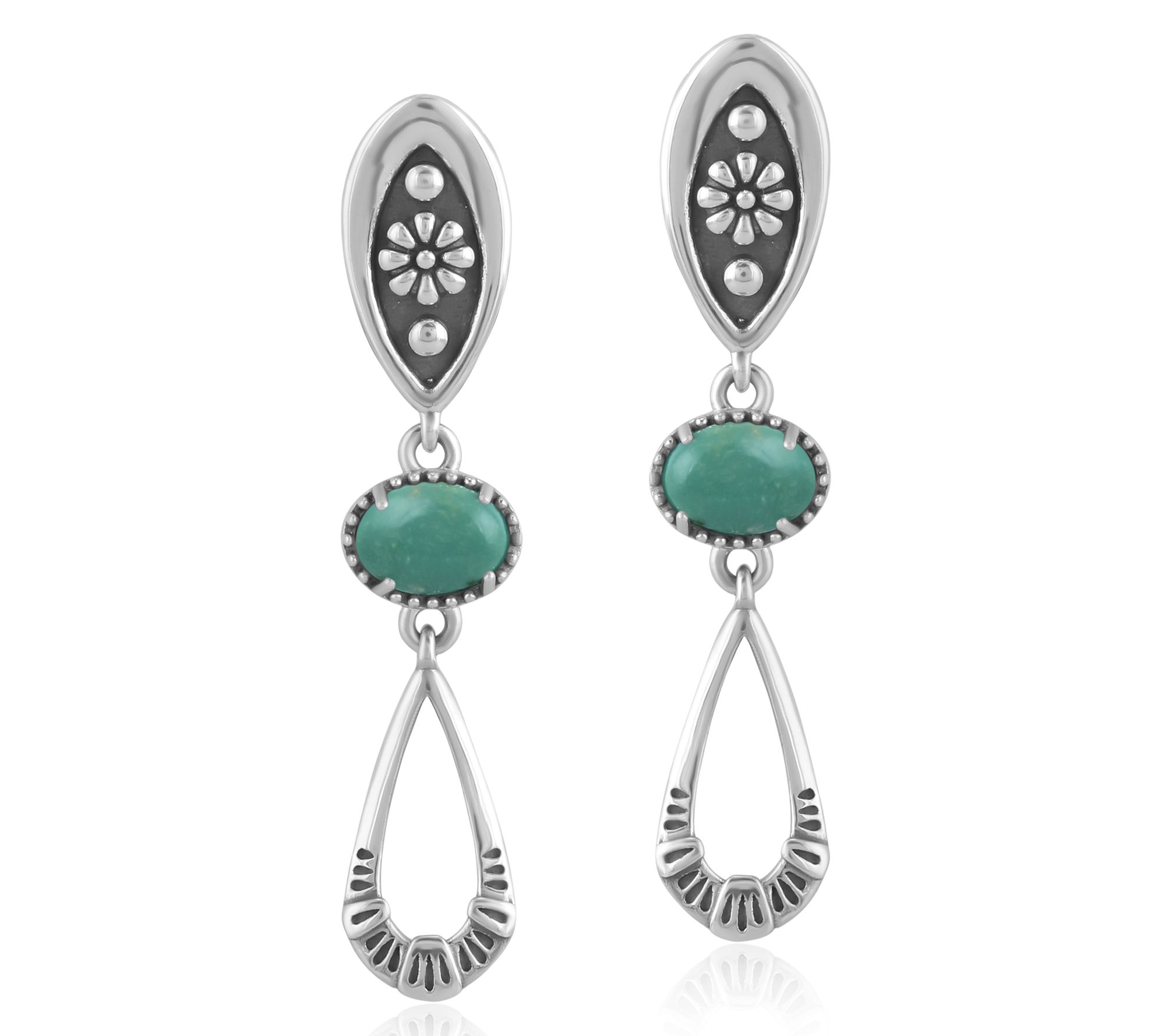 American West Sterling Teardrop Double Loop Gemstone Earrings - QVC.com