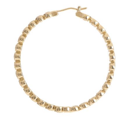 Erica Courtney Diamonique Sterling or 14K Clad 1-1/2" Jesse Hoops - QVC.com