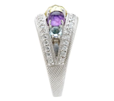 Judith Ripka Sterling Multi-Gemstone and Diamonique Tapered Ring - QVC.com