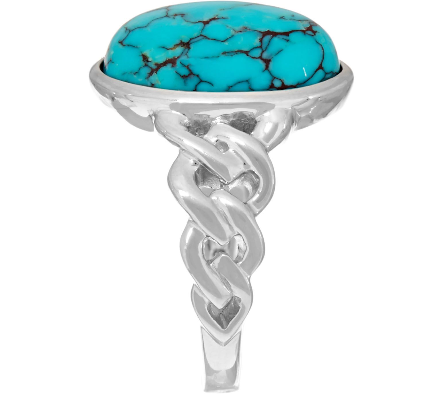 Oval Kingman Turquoise Sterling Silver Ring - QVC.com