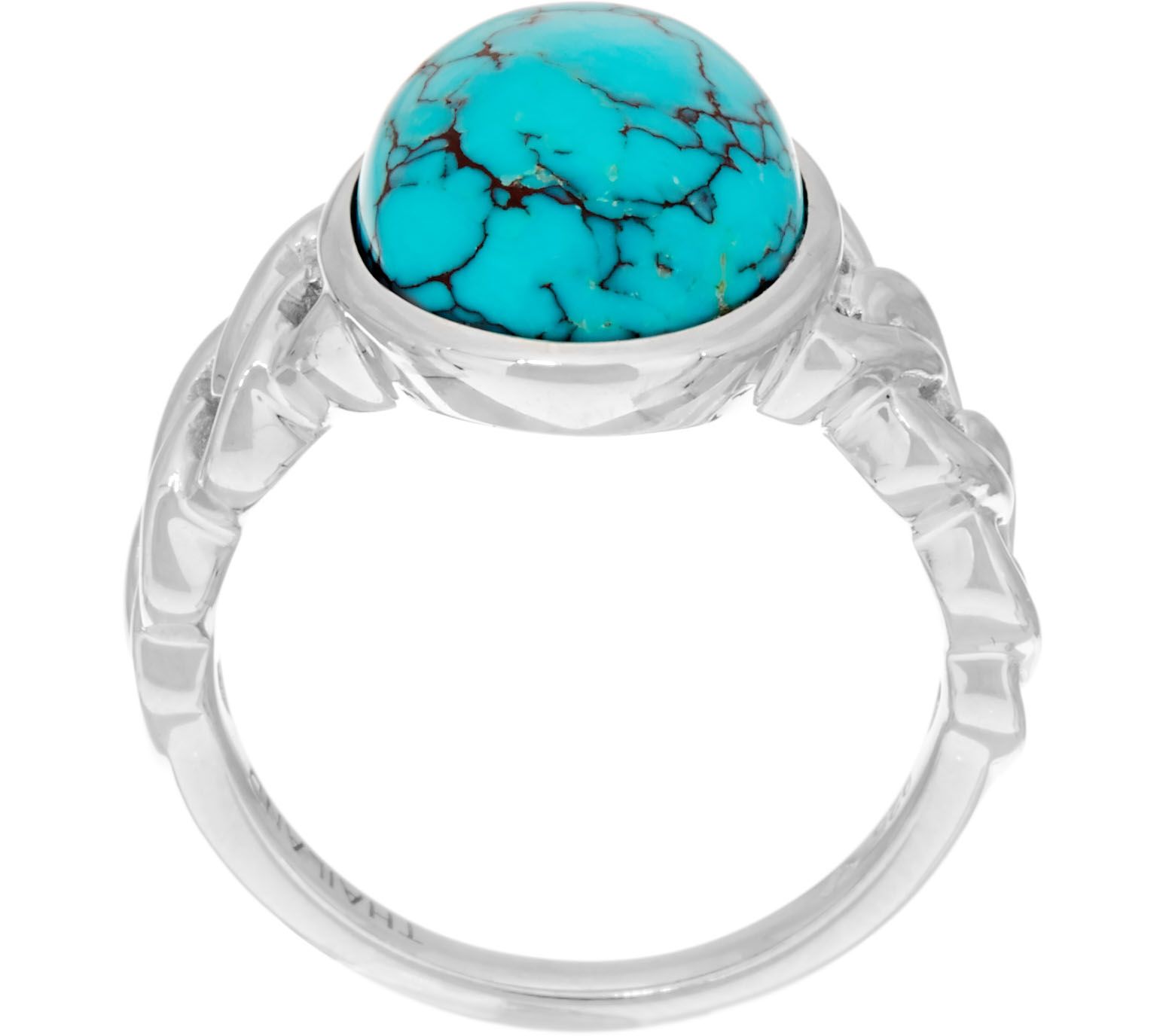 Oval Kingman Turquoise Sterling Silver Ring - QVC.com