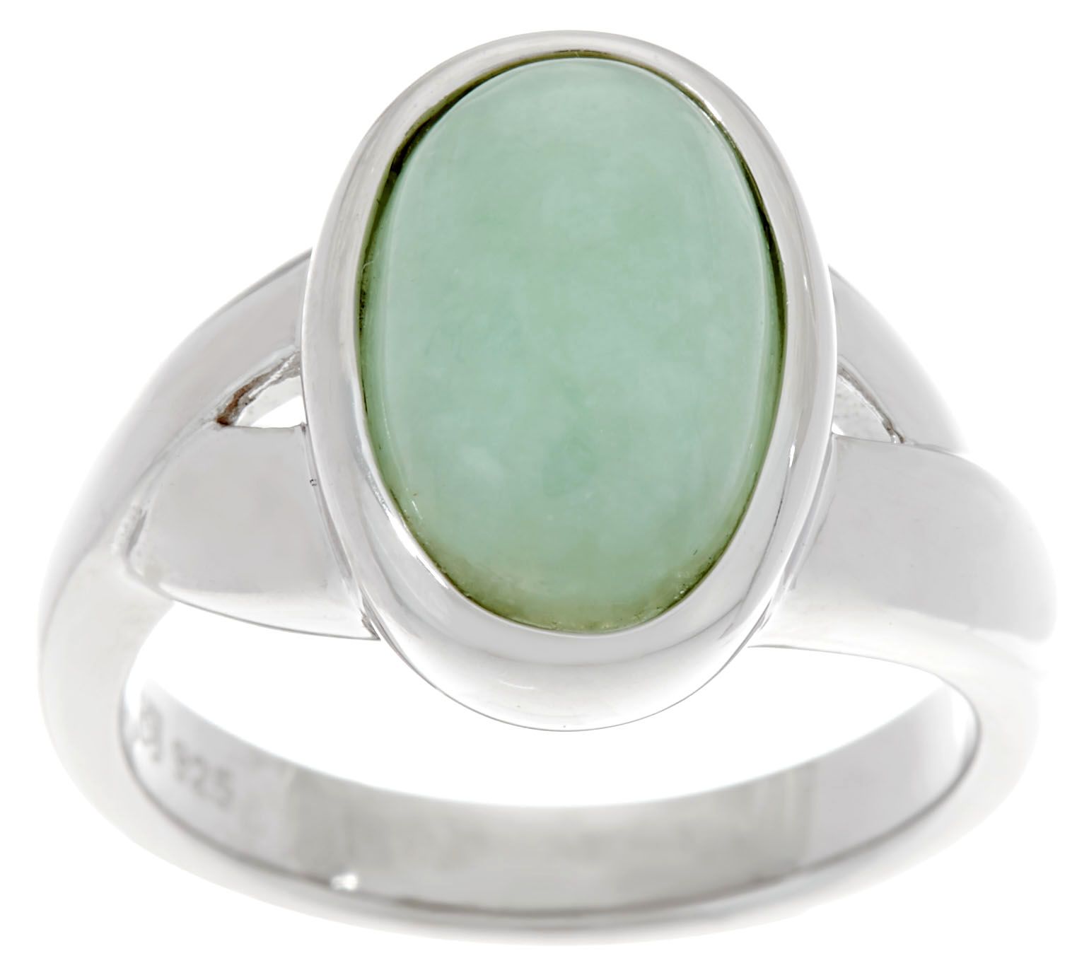 "As Is" Oval Jade Sterling Silver Ring - QVC.com