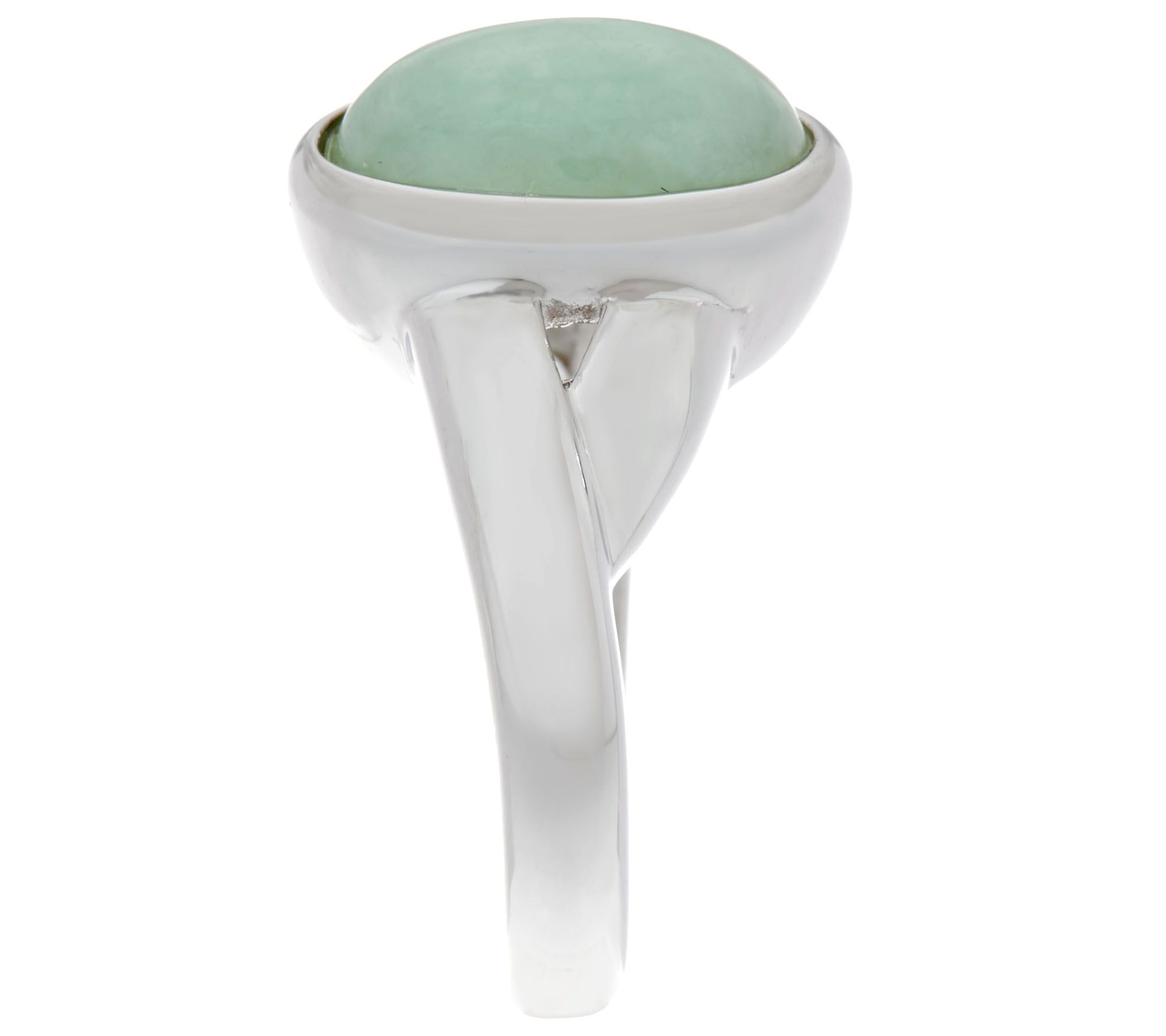 "As Is" Oval Jade Sterling Silver Ring - QVC.com
