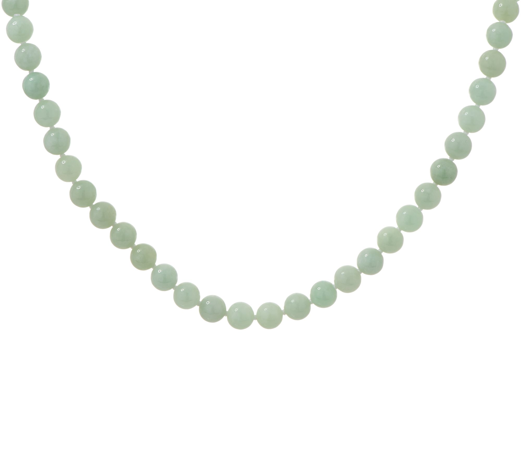 "As Is" Jade Sterling Silver 18" Bead Necklace - QVC.com