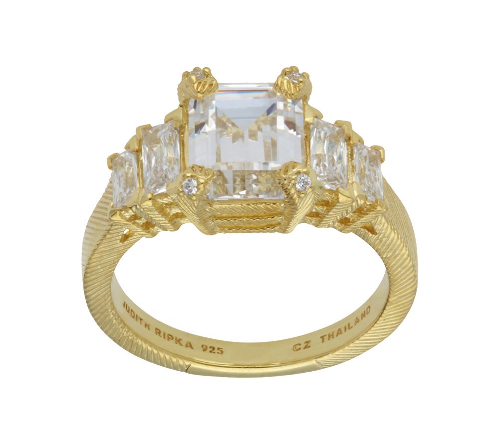 Judith Ripka 14K Clad 5-Stone 3.60 cttw Diamonique Ring - QVC.com